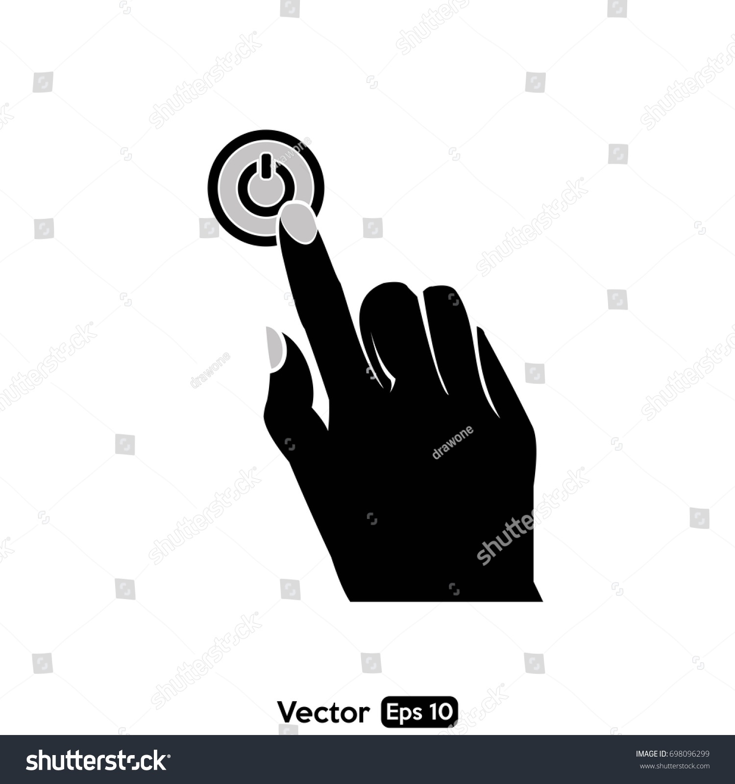 Finger Hand Pressing Power Button Stock Vector (Royalty Free) 698096299 ...
