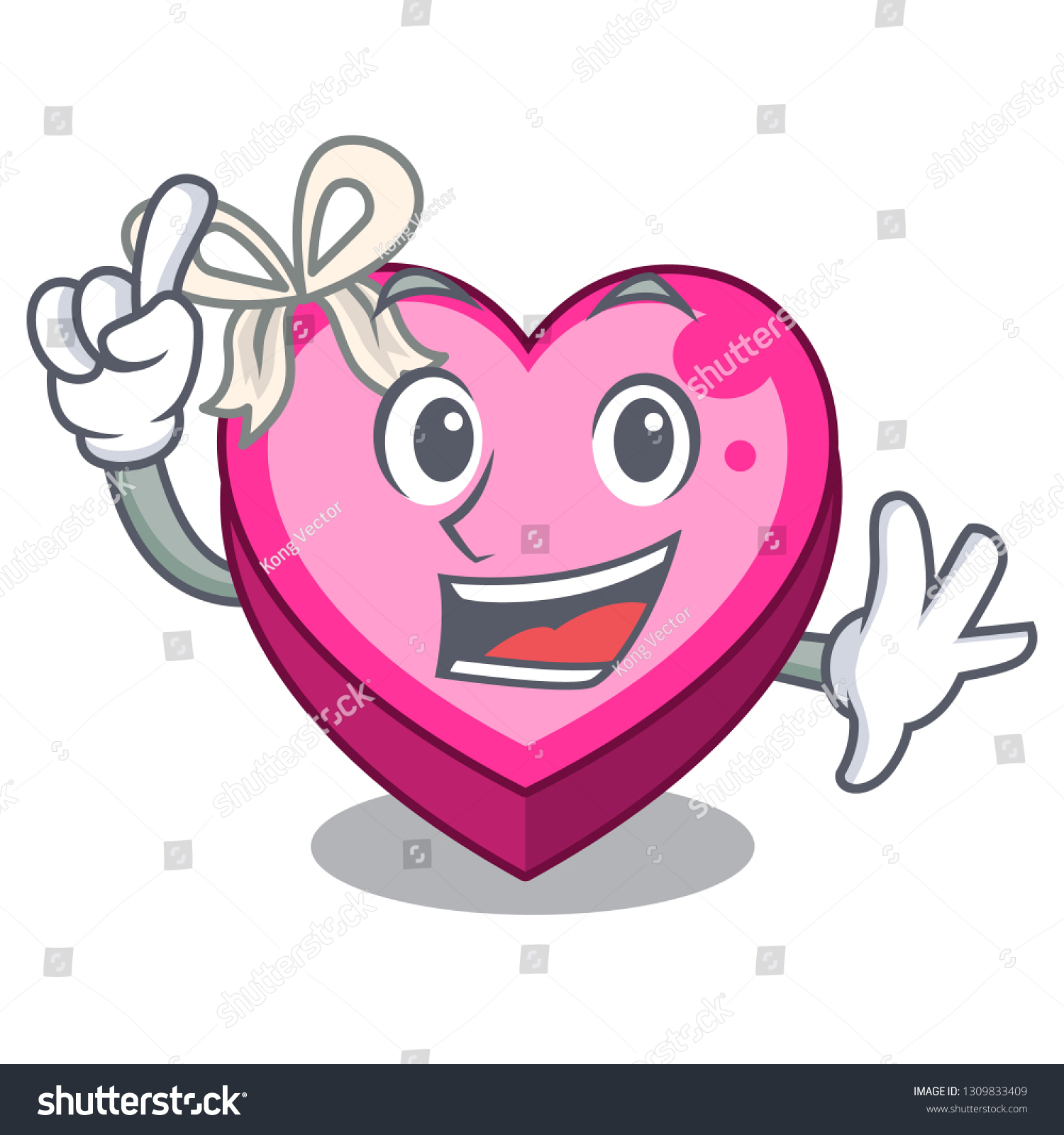 Finger Heart Box Cartoon Sleep Stock Vector Royalty Free 1309833409