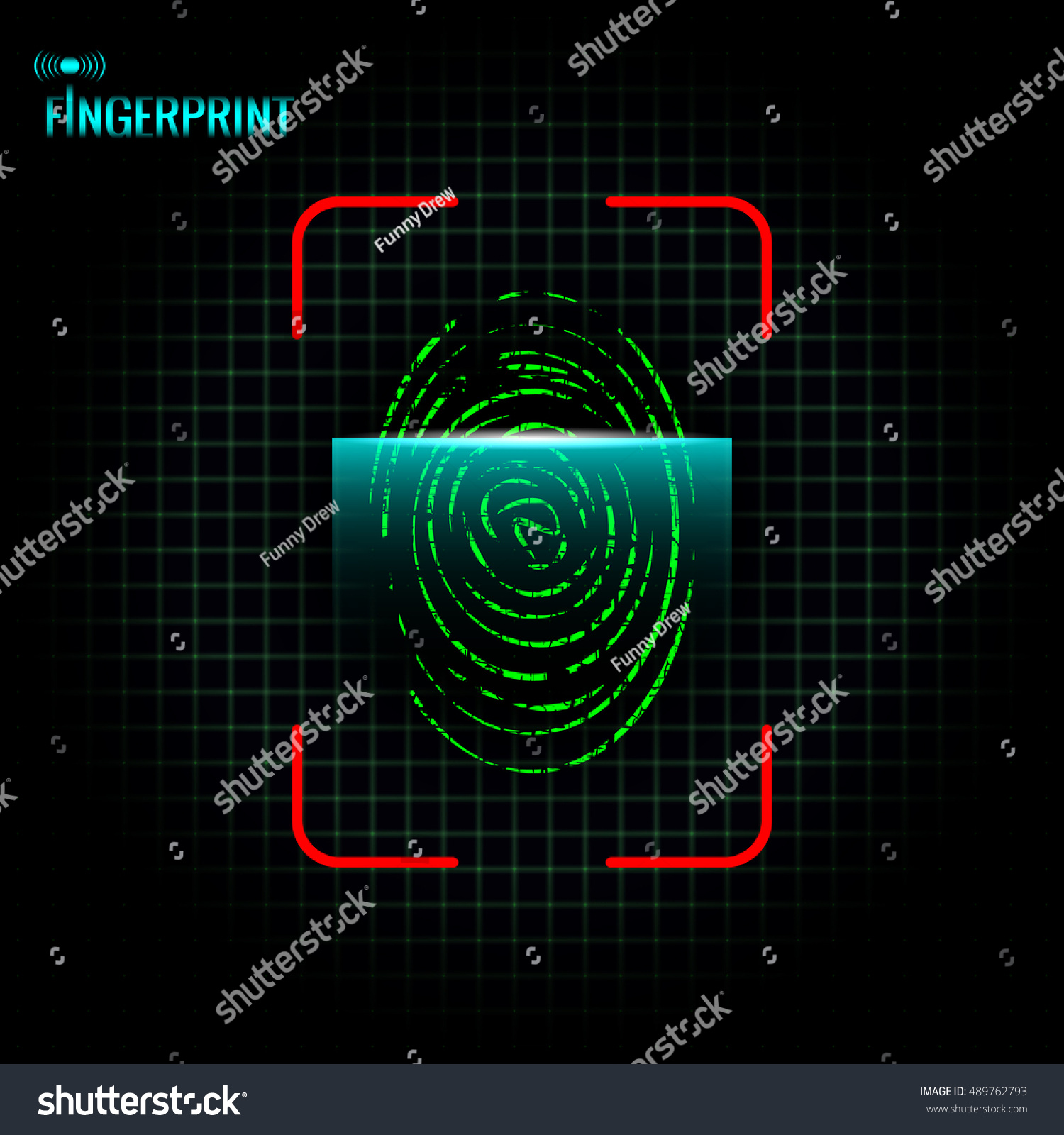 Finger Print Scanning Process Vector Illustration Stock Vector (Royalty ...