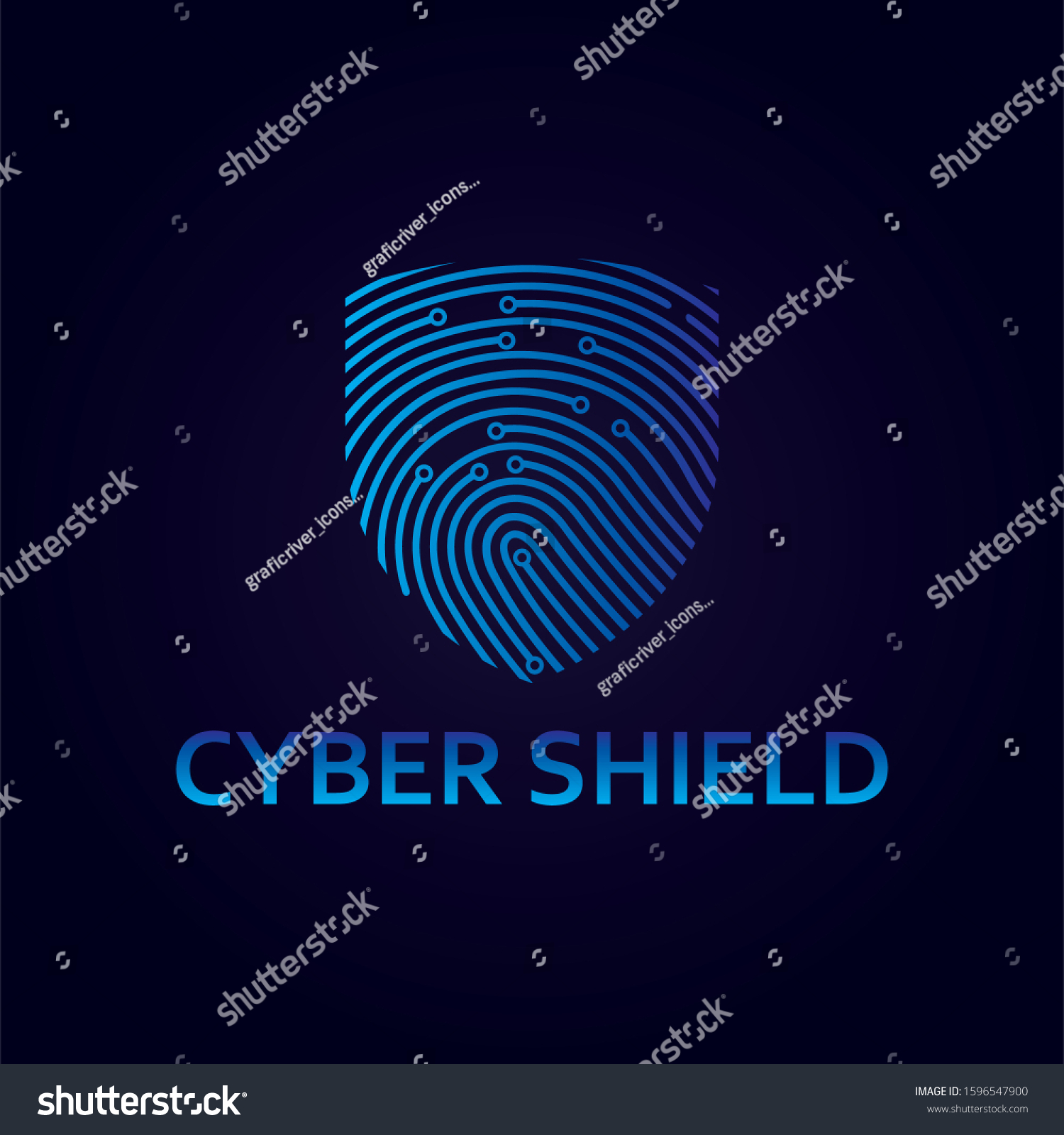 Finger Print Security Shield Icon Logo Stock Vector (Royalty Free ...