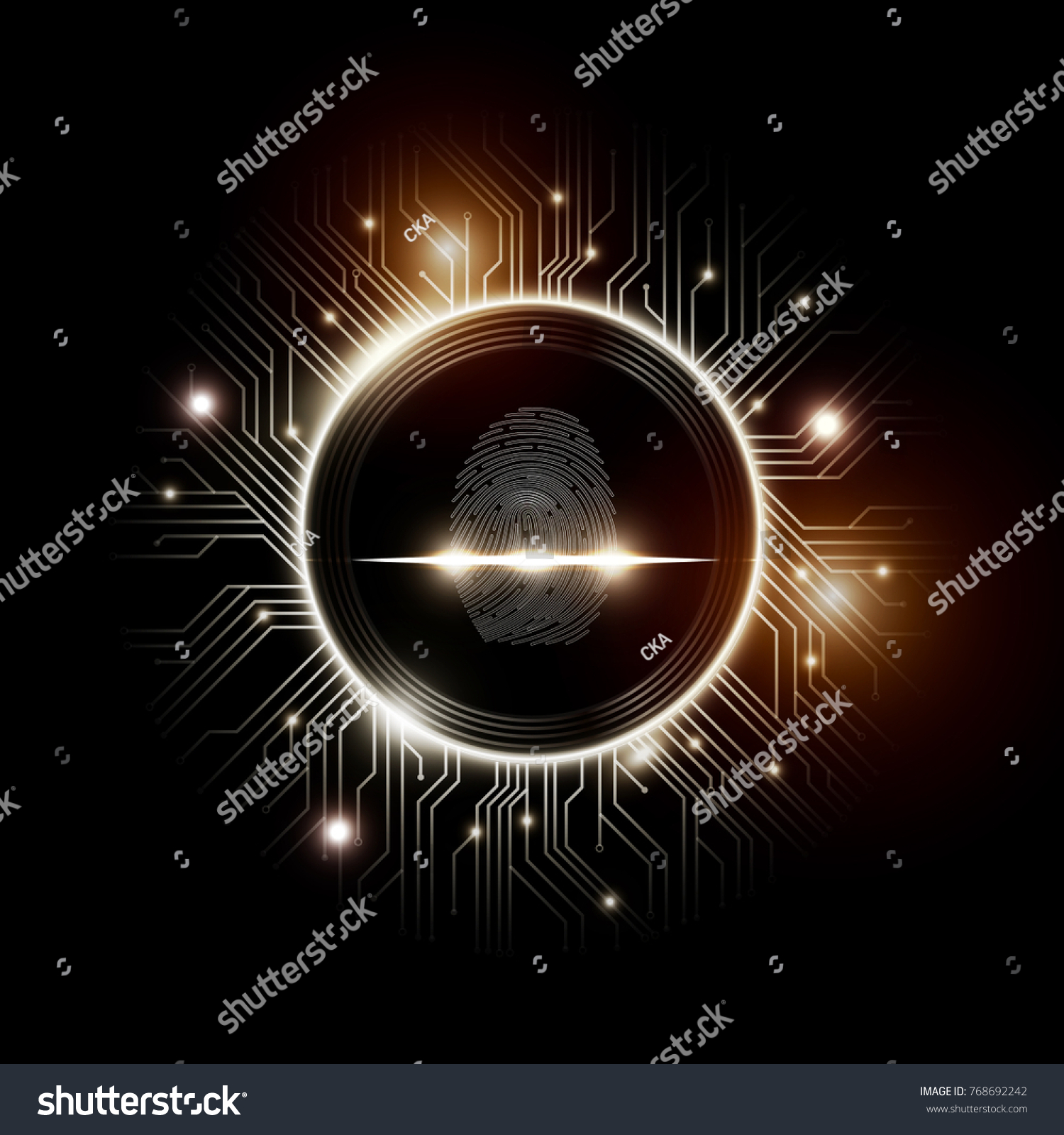 Fingerprint Scan Abstract Futuristic Technology Background Stock Vector ...