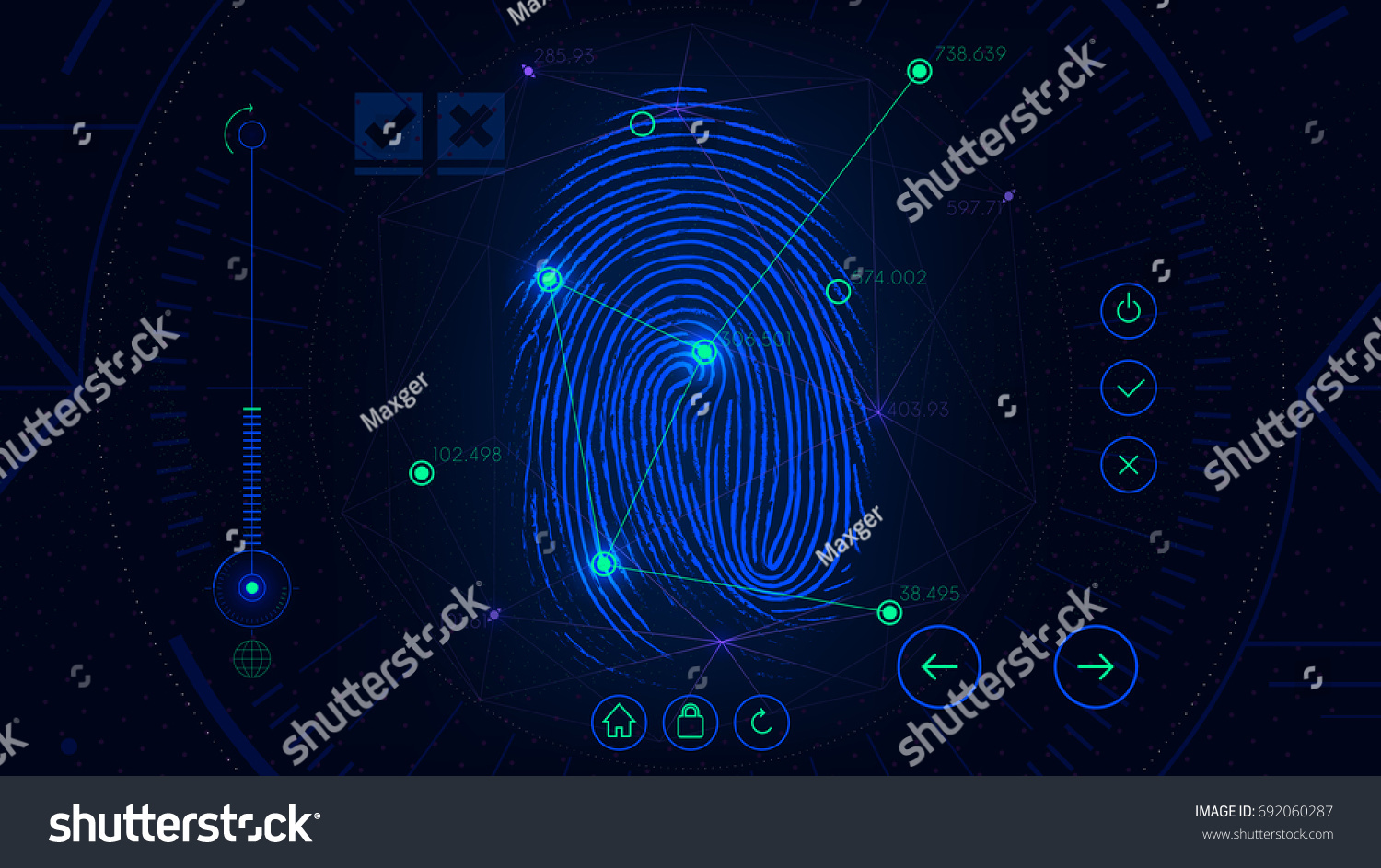 Fingerprint Scanning Identification System Futuristic Scifi Stock ...