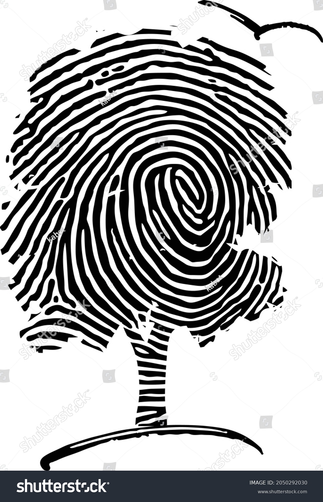 Fingerprint Tree Logo Vector Silhoutte Stock Vector (Royalty Free ...