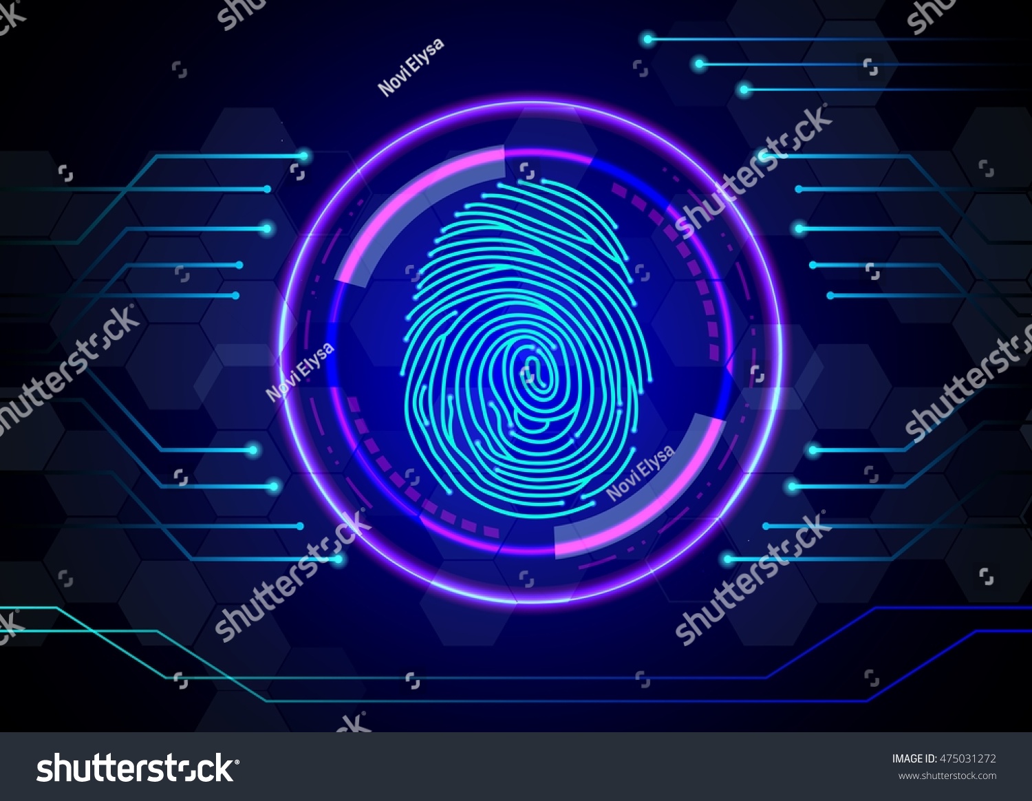 Fingerprint Concept Abstract Technology Background Vector 스톡 벡터(로열티 프리 ...