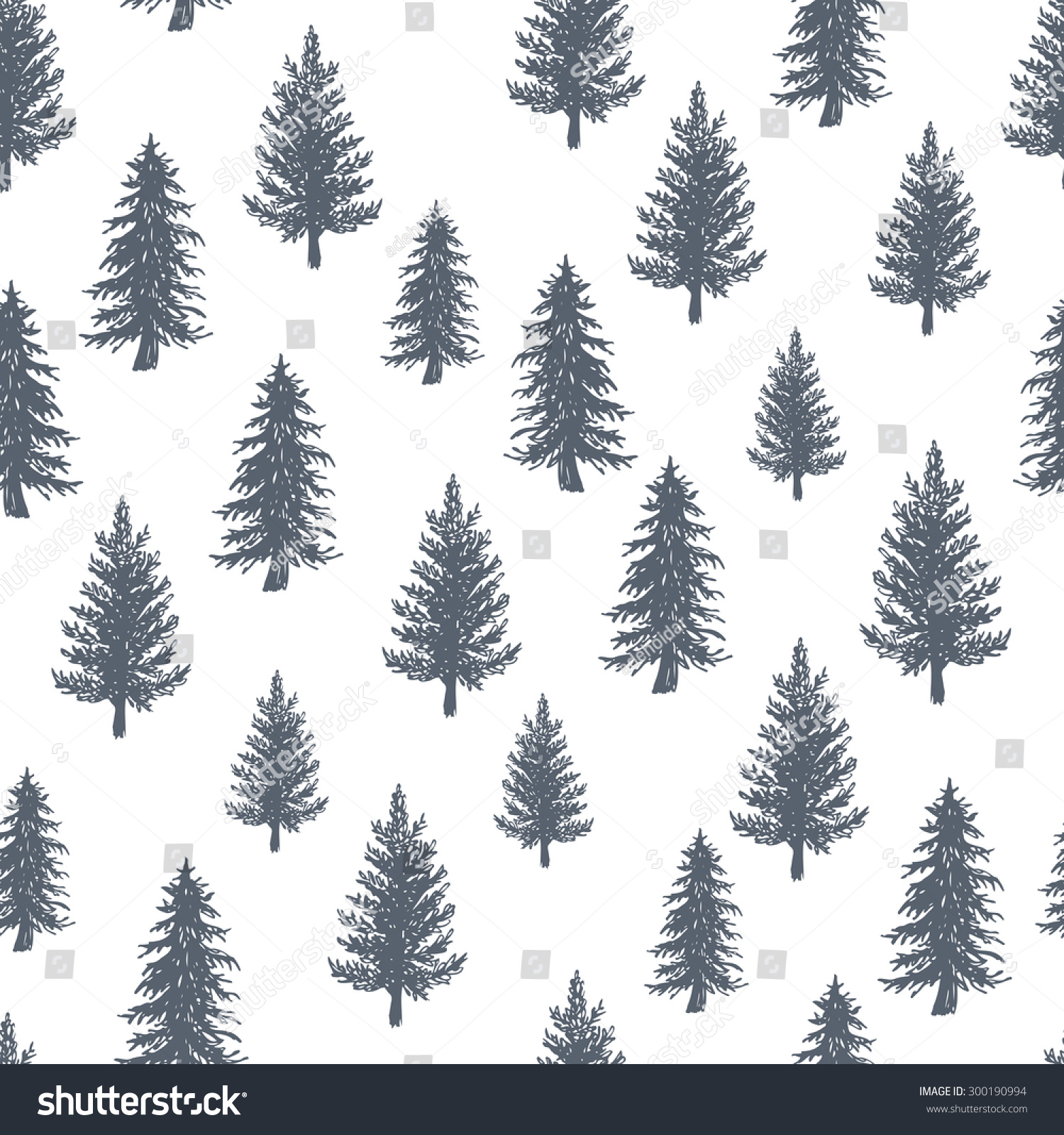 Fir Tree Pattern Engraved Vector Illustration Stock Vector 300190994 ...