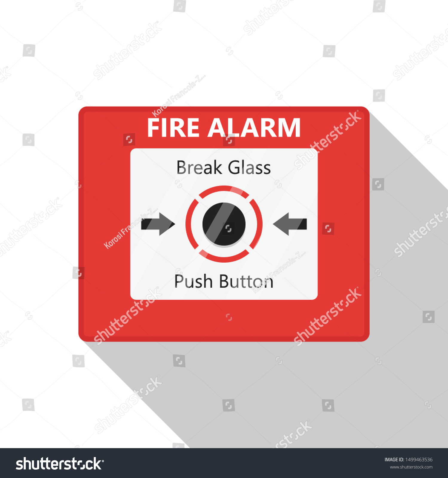 Fire Alarm Button Break Glass Vector Stock Vector (Royalty Free) 1499463536