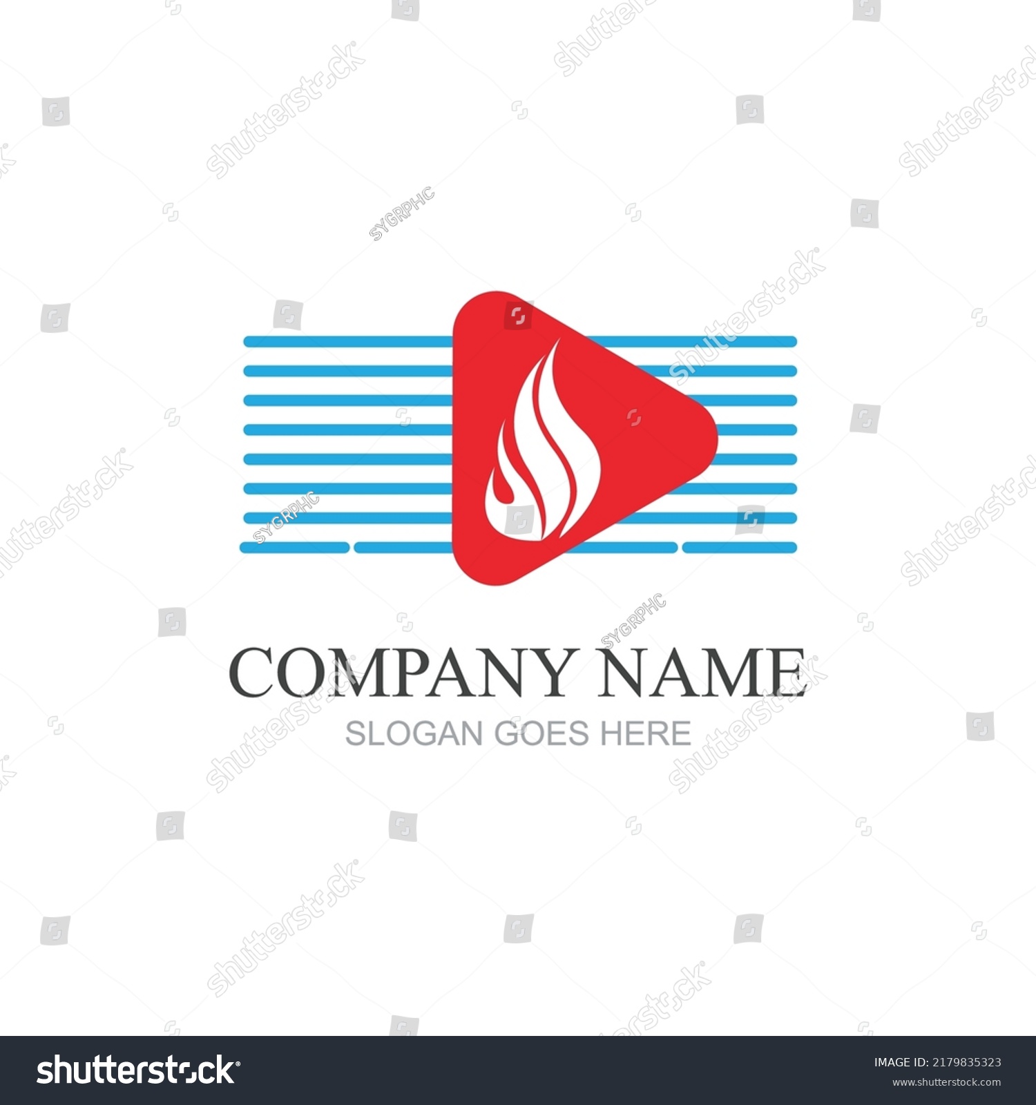 Fire Play Button Logo Design Template Stock Vector (Royalty Free ...