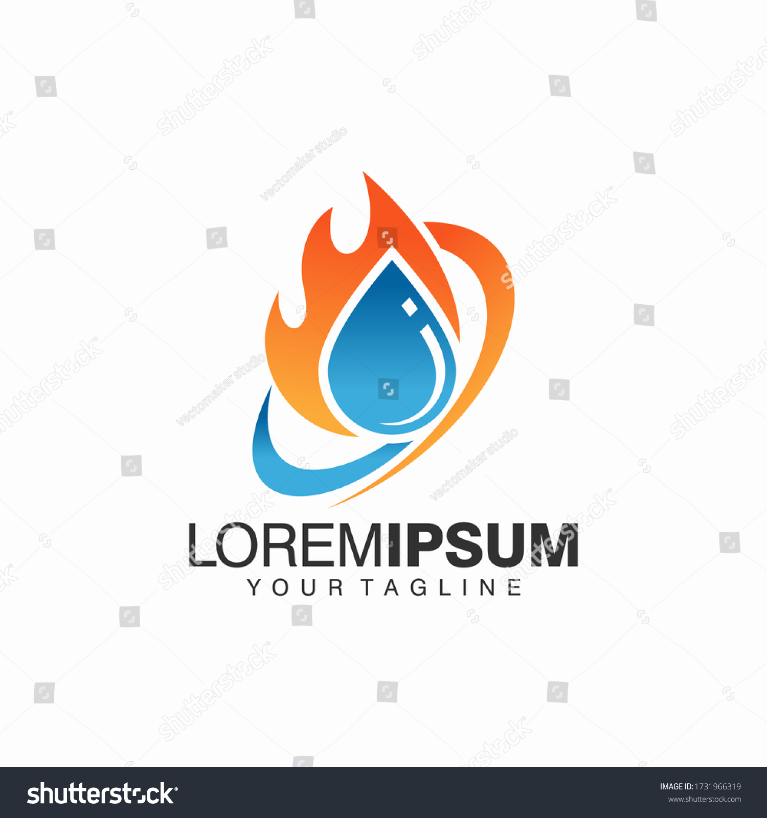 Fire Water Logo Vector Template: vetor stock (livre de direitos ...