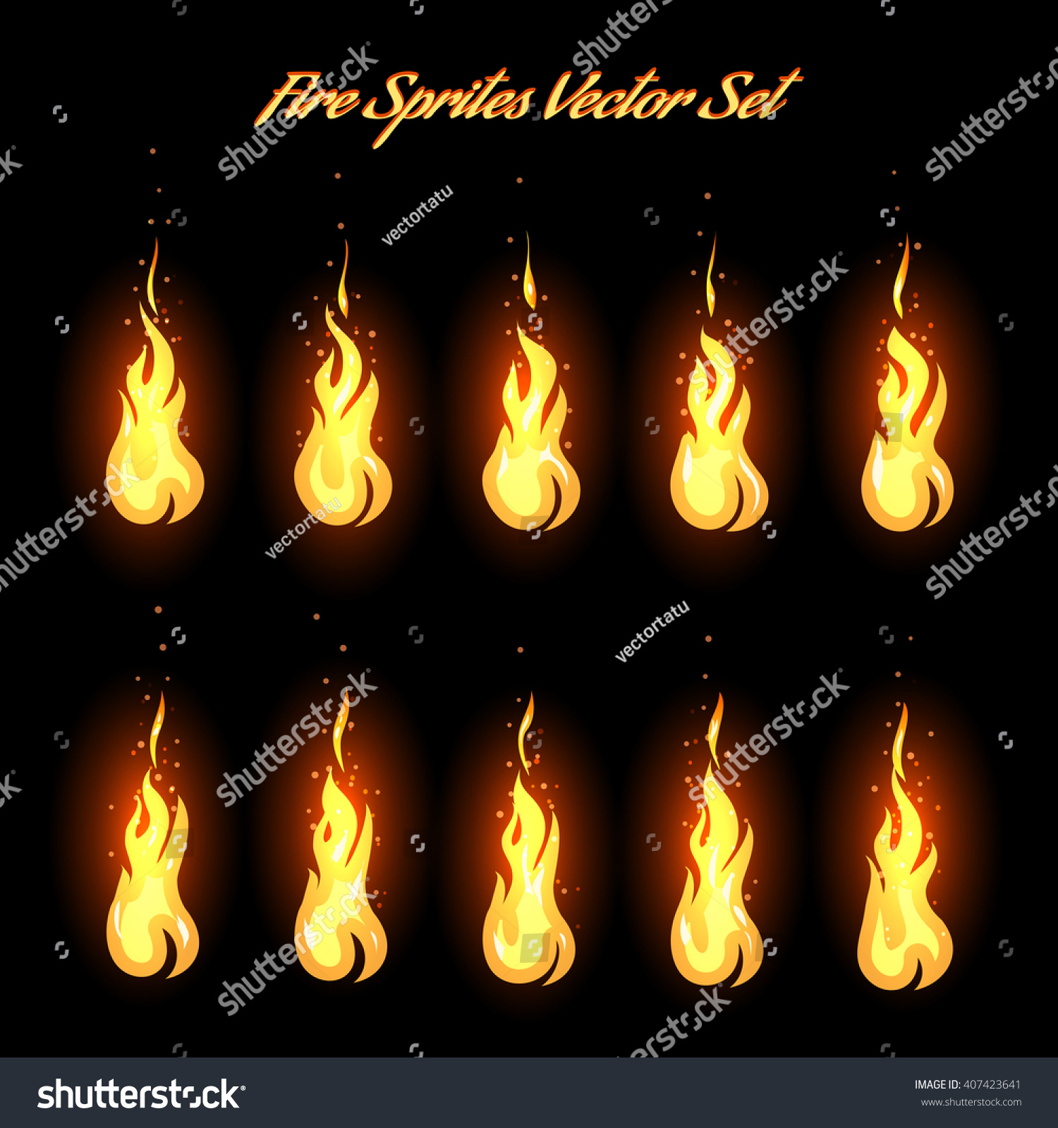 Fire Animation Frames Icons Sprites Vector Stock Vector (Royalty Free ...