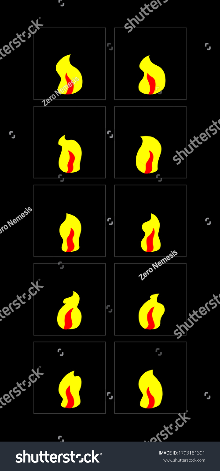 Fire Animation Sprite Sheet Flame Frames: vetor stock (livre de ...