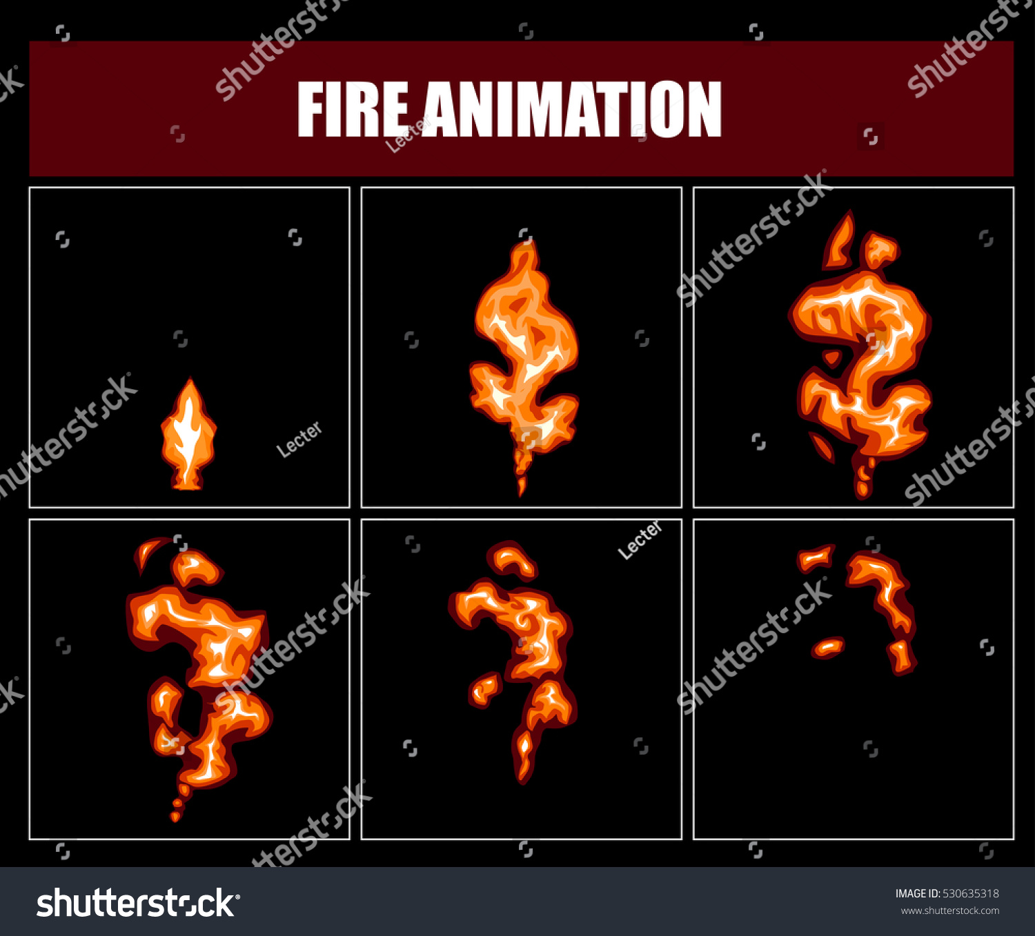 Fire Animation Sprites Vector Flame Video: เวกเตอร์สต็อก (ปลอดค่า ...