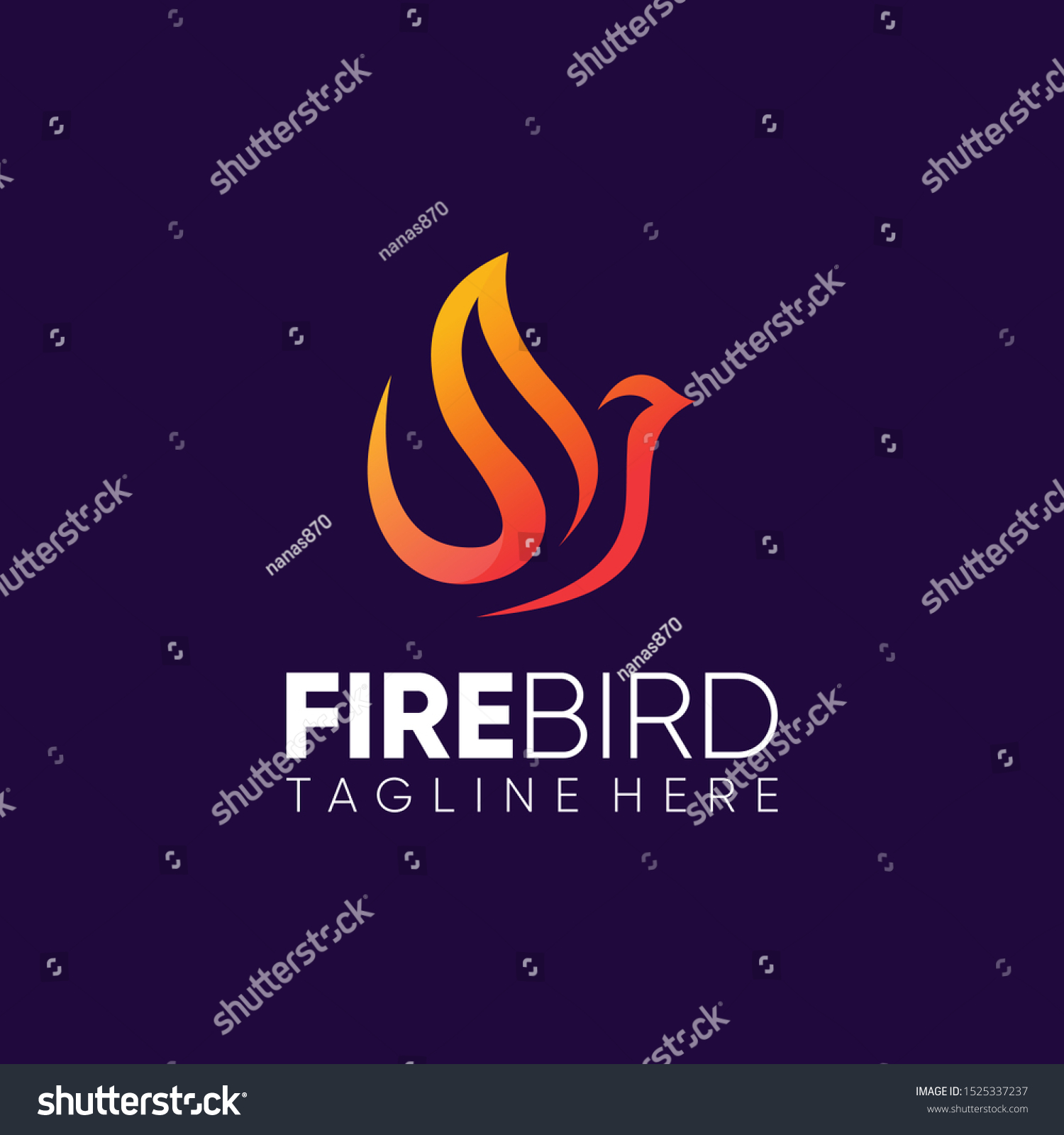 Fire Bird Logo Design Vector Simple: vector de stock (libre de regalías ...