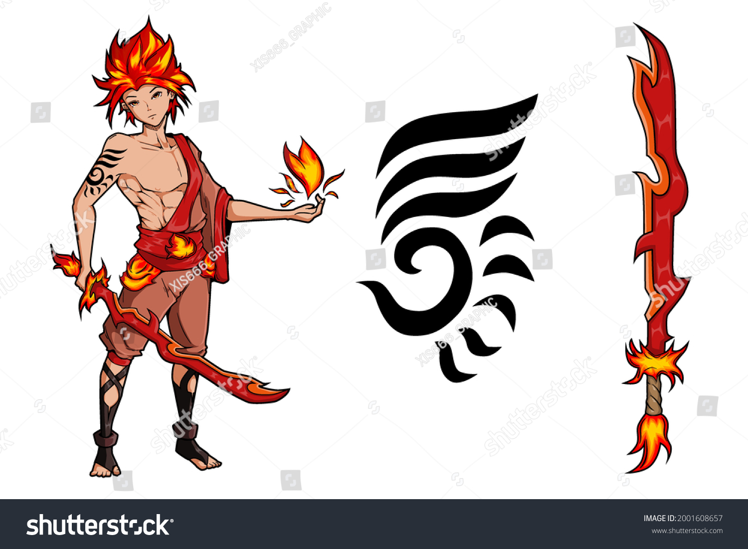 Fire Boy Fire Sword Character Game Stock Vector (Royalty Free ...