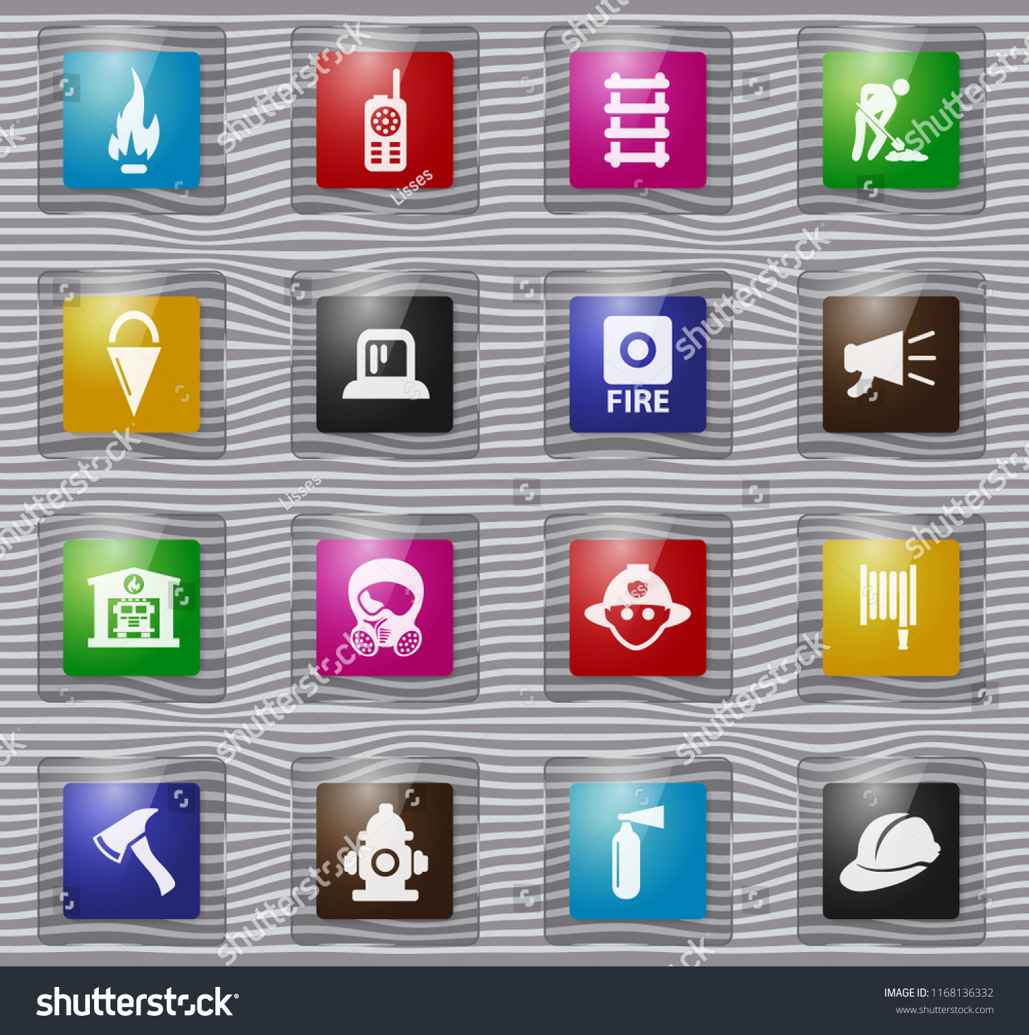 Firebrigade Vector Glass Icons User Interface Stock Vector (Royalty ...
