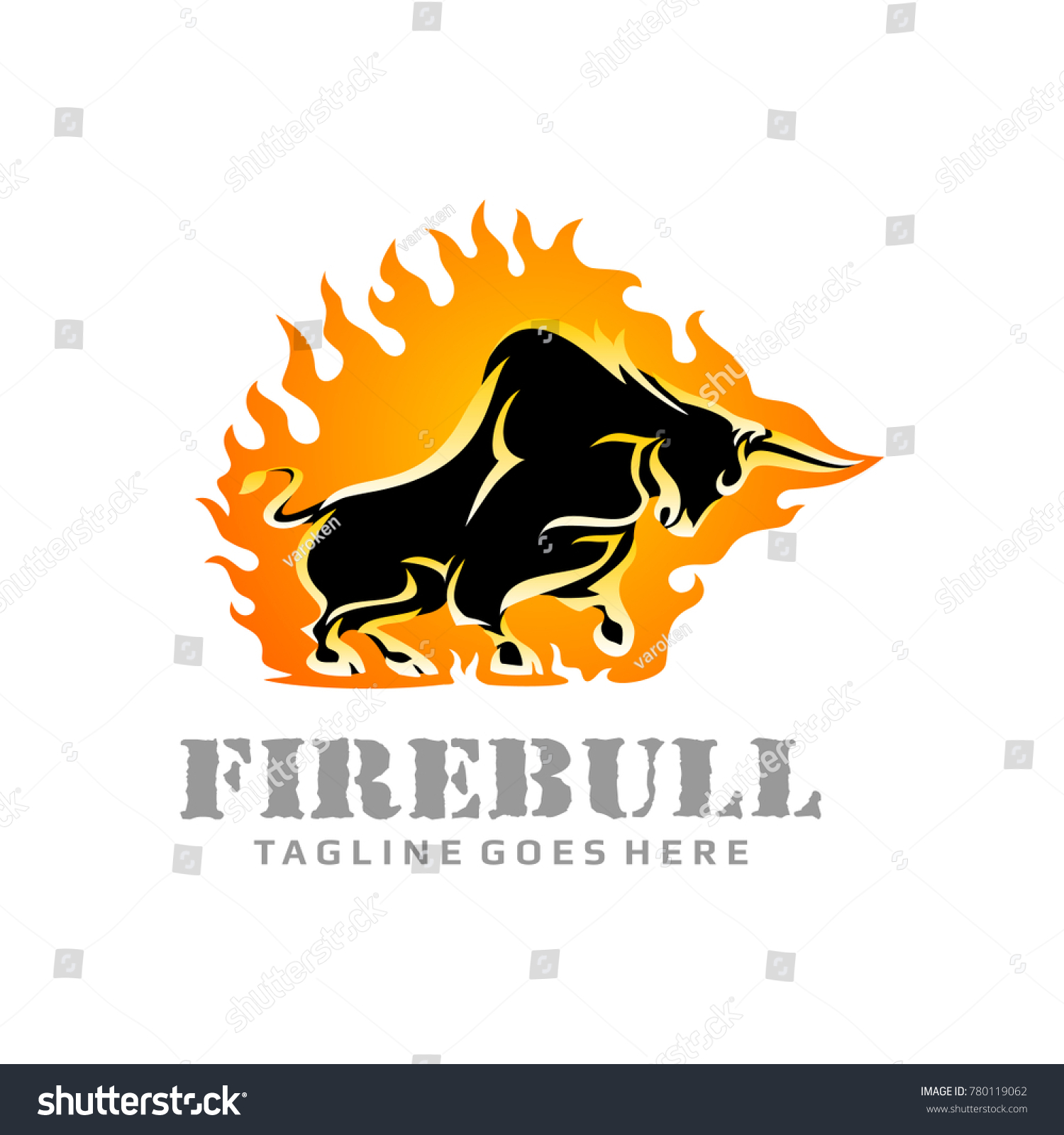 Fire Bull Logo Stock Vector (Royalty Free) 780119062