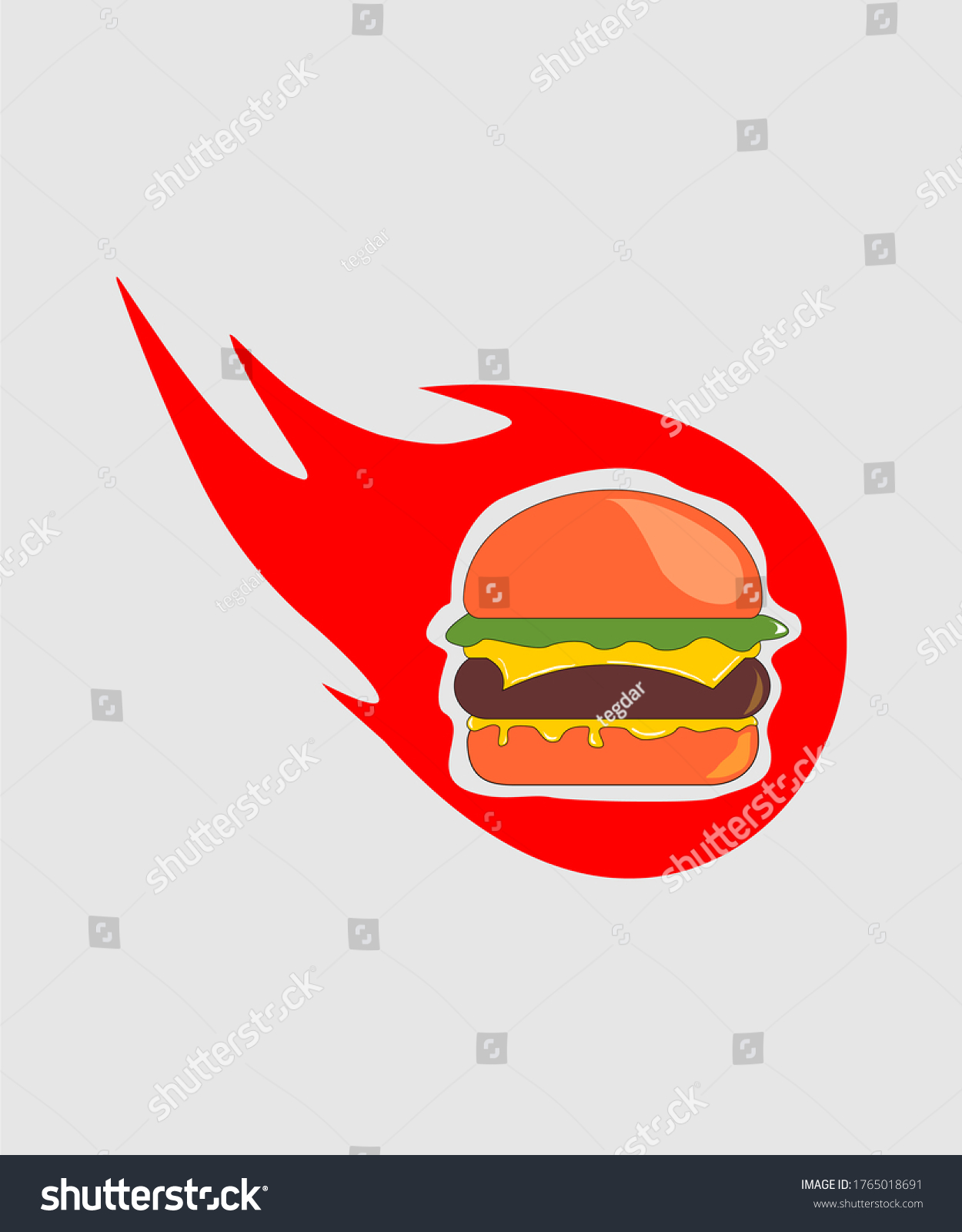 Fire Burger Vector Logo Design Stock Vector (Royalty Free) 1765018691 ...
