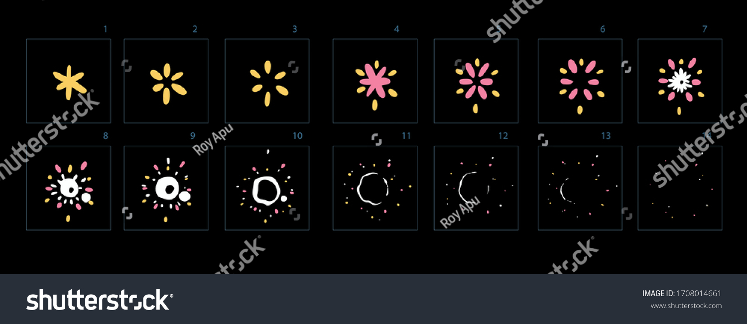 Fire Burst Explosion Animation Fireworks Explode Stock Vector (Royalty ...