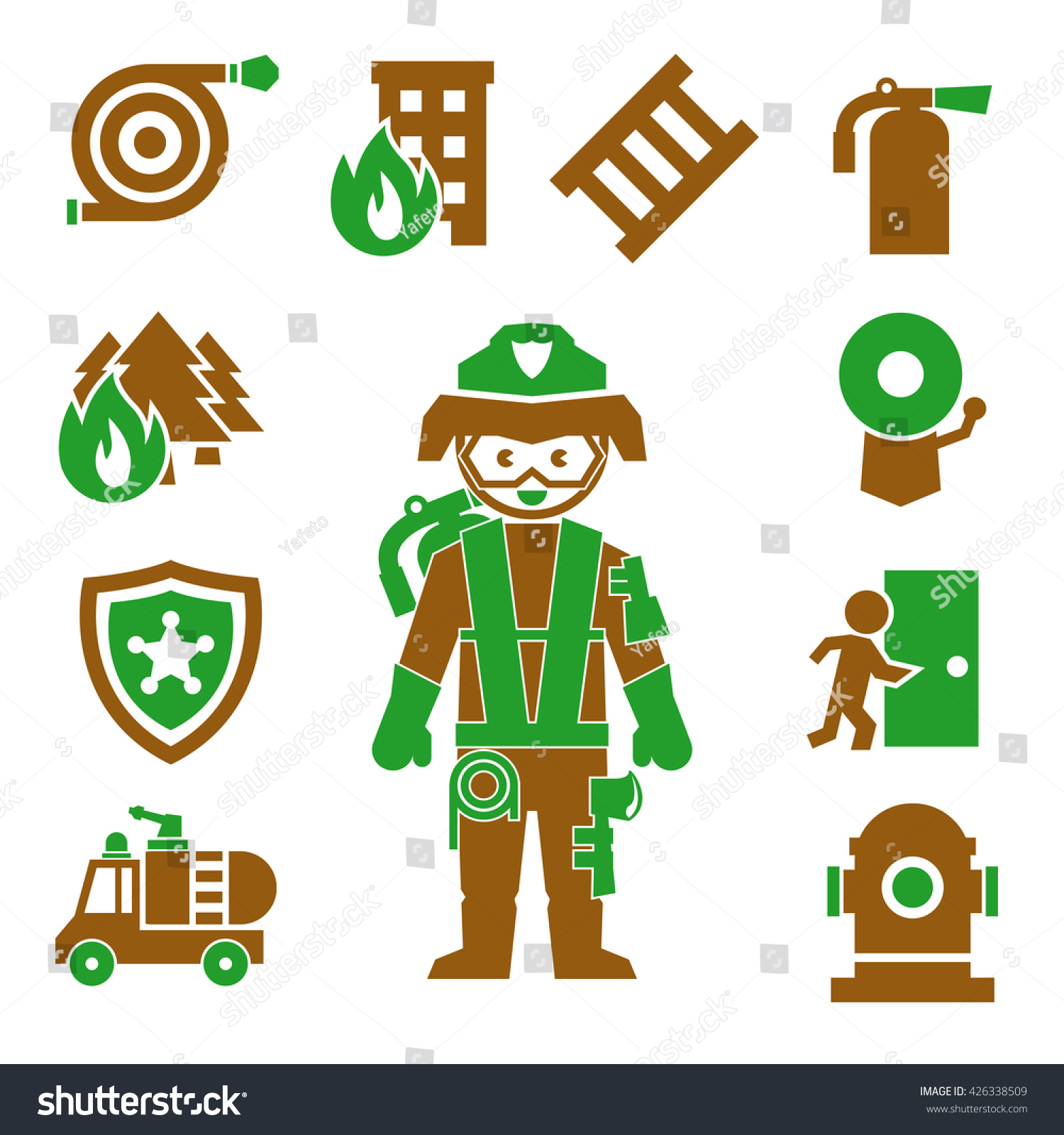 Fire Department Icon Set Stock Vector (Royalty Free) 426338509 ...