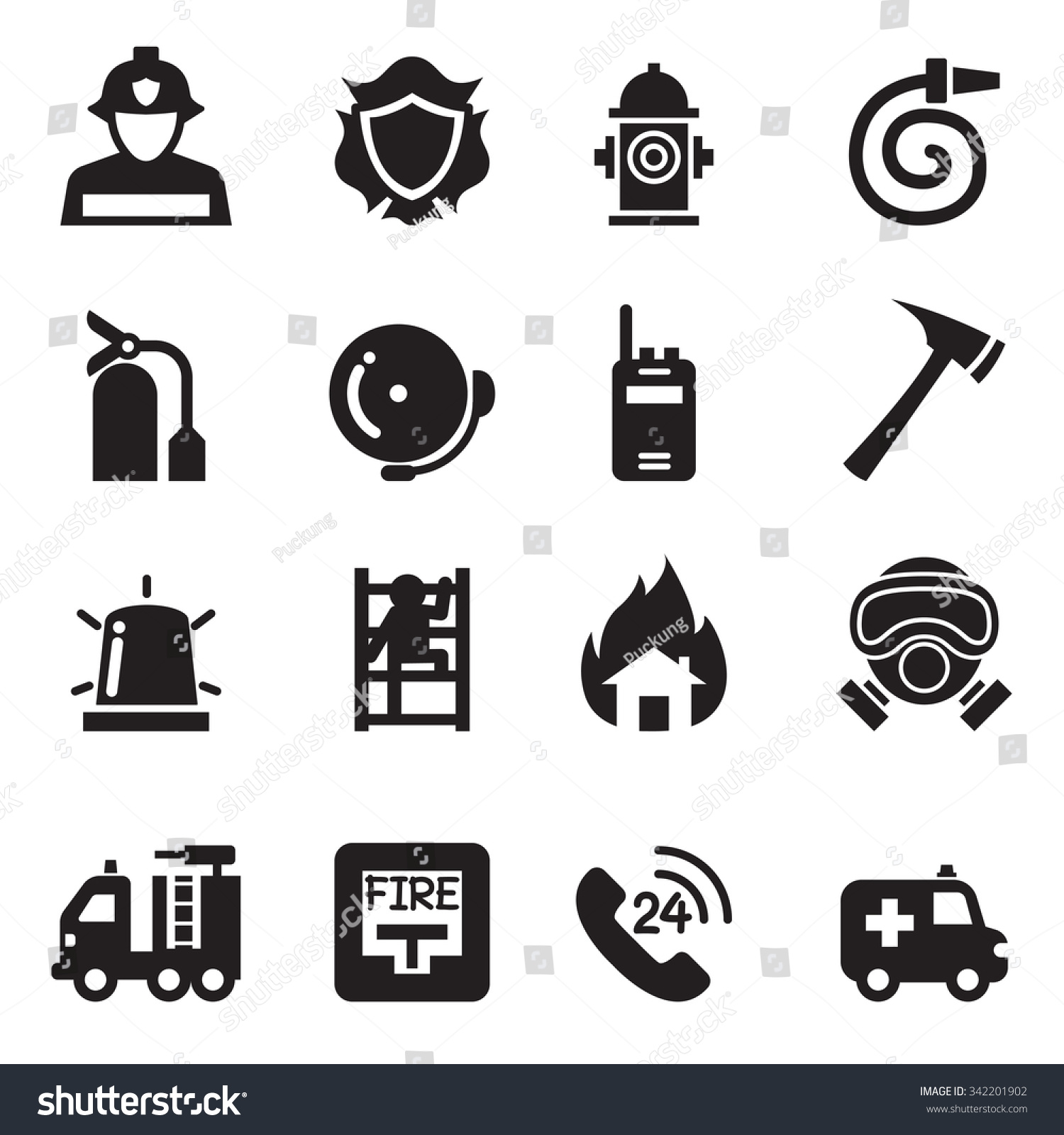 Fire Department Icons Vector Illustration Stock Vector (Royalty Free ...
