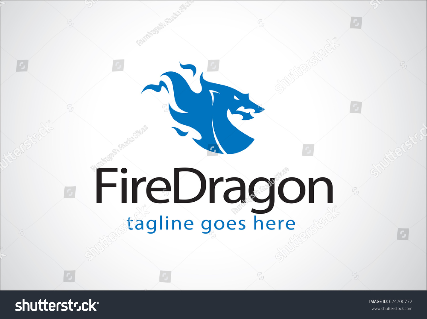 Fire Dragon Logo Template Design: vector de stock (libre de regalías ...
