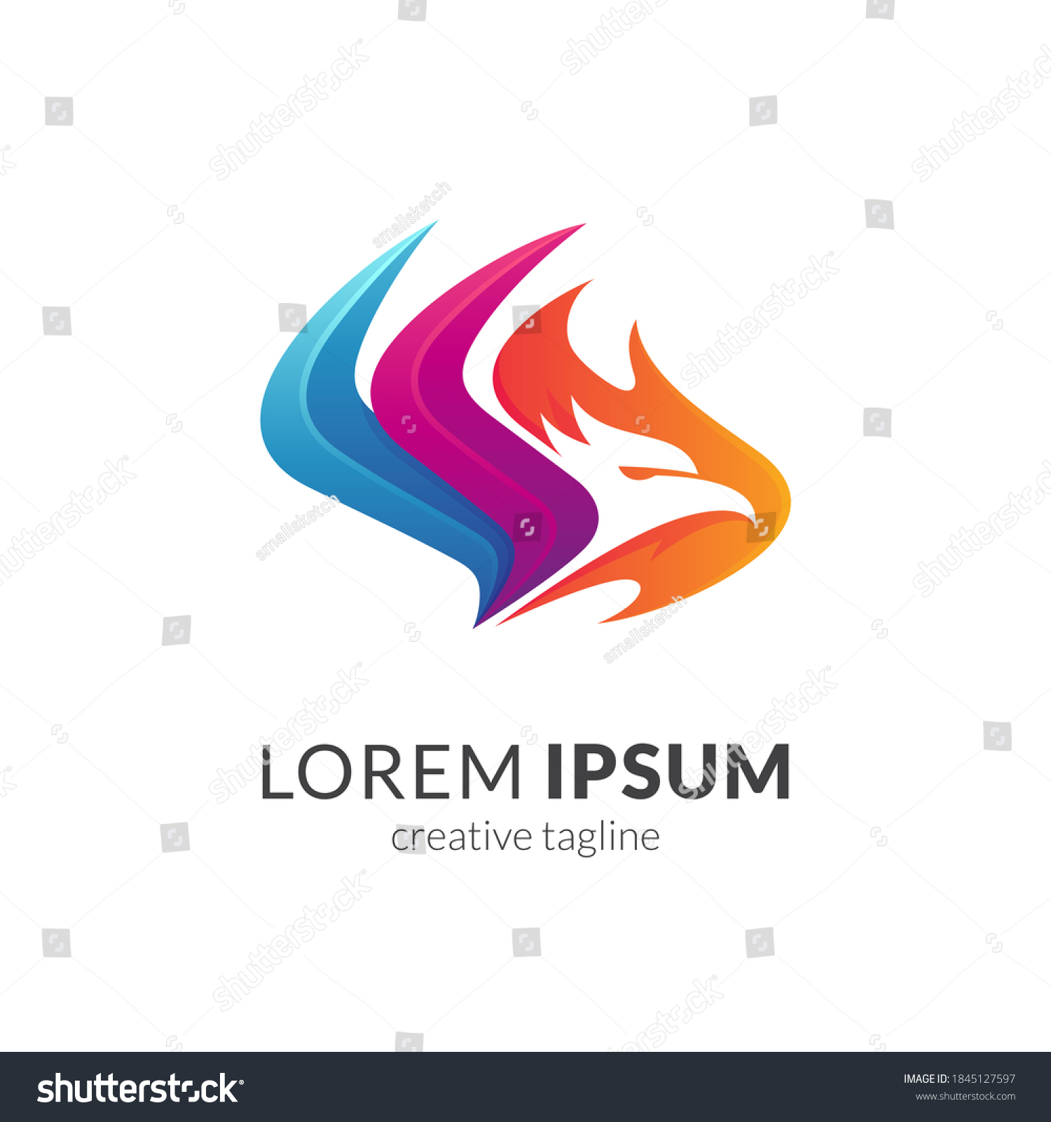 Fire Eagle Logo 3d Concept Multiple Stock Vector (Royalty Free) 1845127597