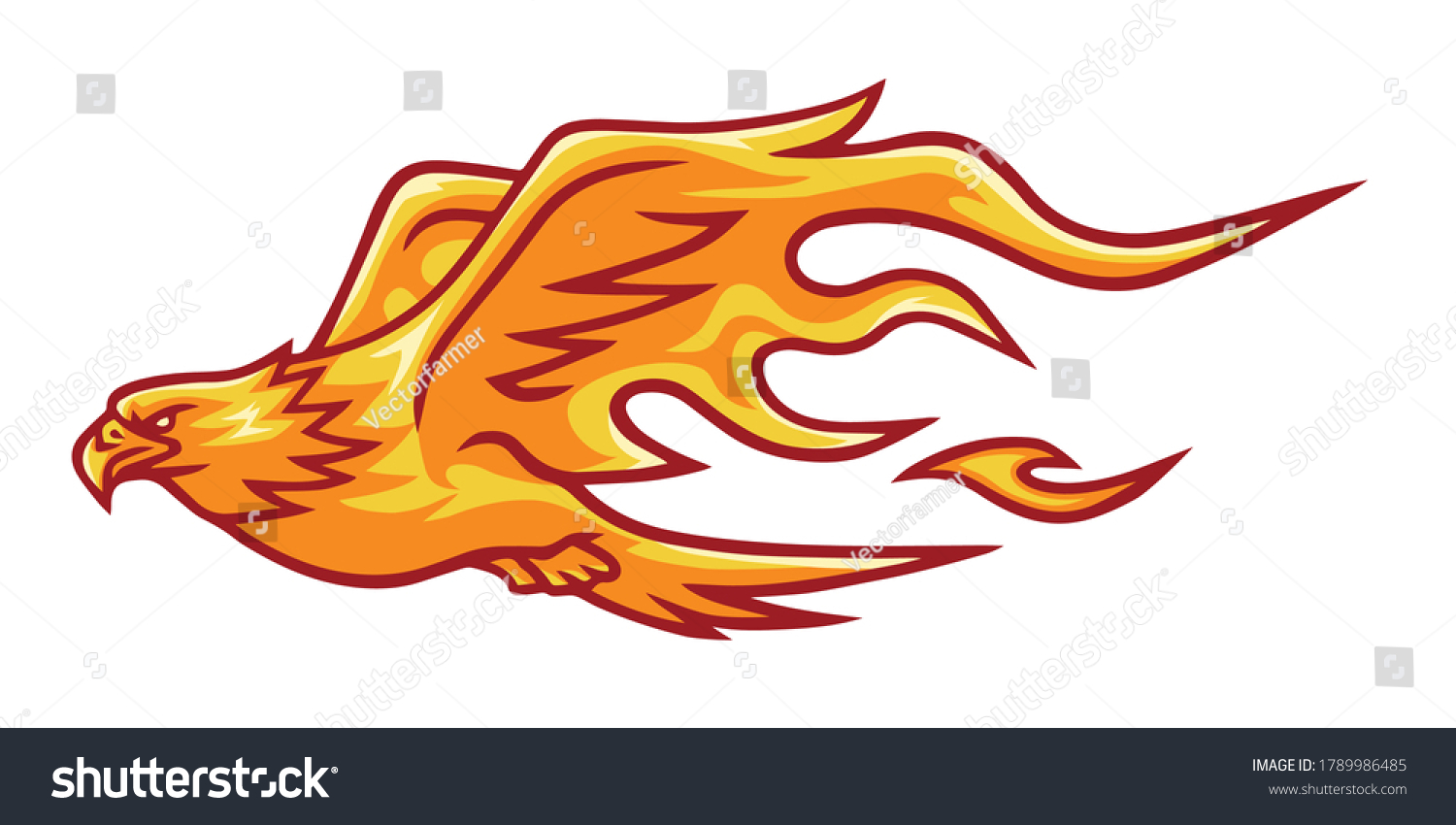 Fire Eagle Phoenix Falcon Head Flame Stock Vector (Royalty Free ...