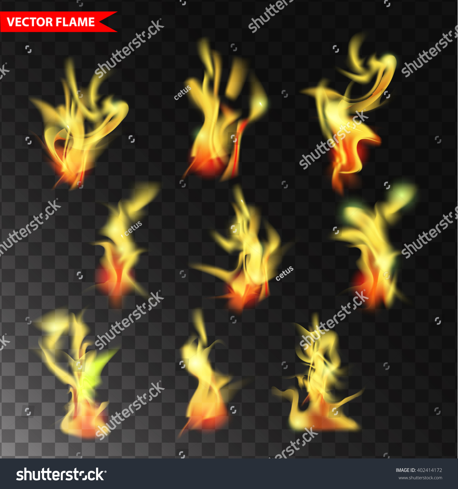 Fire Elements Fire Transparent Vector Flames: เวกเตอร์สต็อก (ปลอดค่า ...