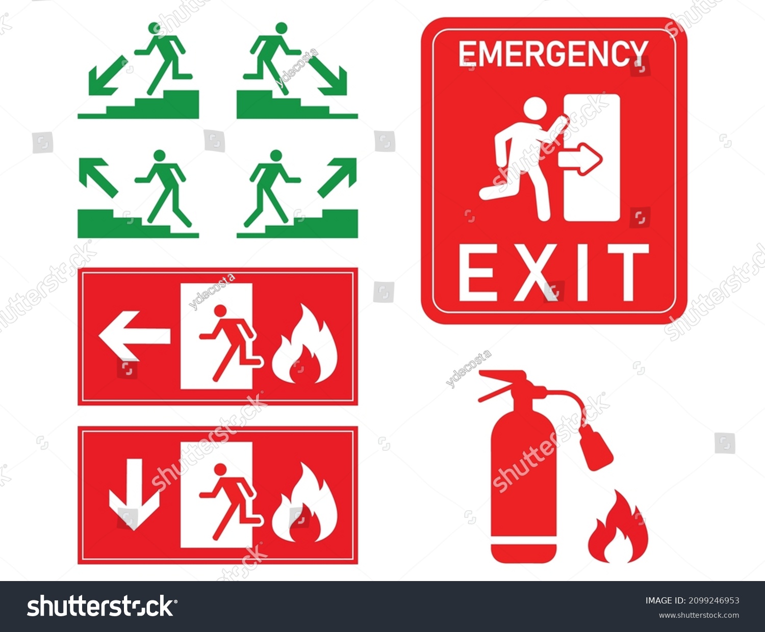 Fire Emergency Exit Sign Vector Illustration Stock Vector (Royalty Free ...