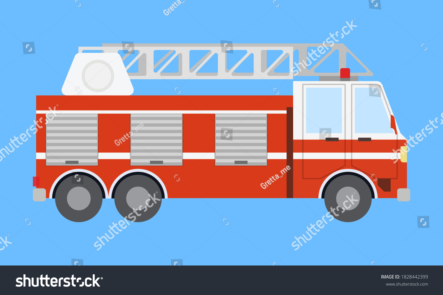 Fire Engine Flat Style Side View Stock Vector (Royalty Free) 1828442399 ...