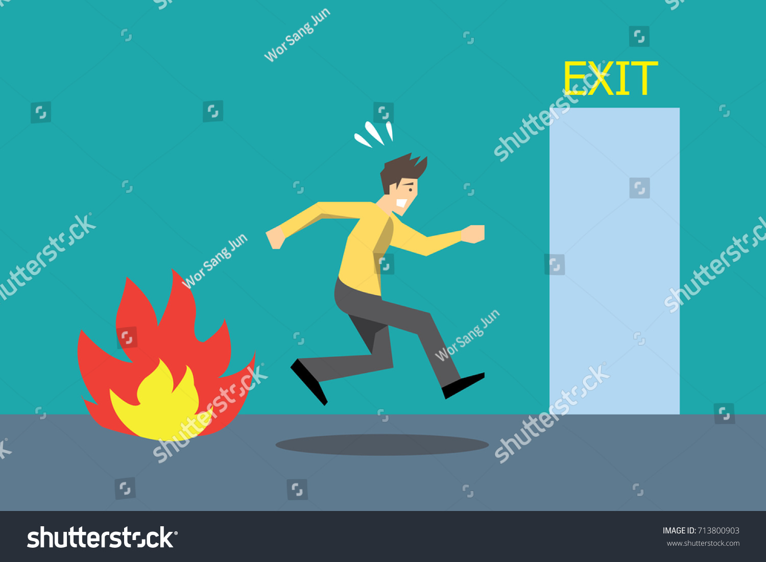 Fire Escape Conceptvector Cartoon Stock Vector 713800903 - Shutterstock