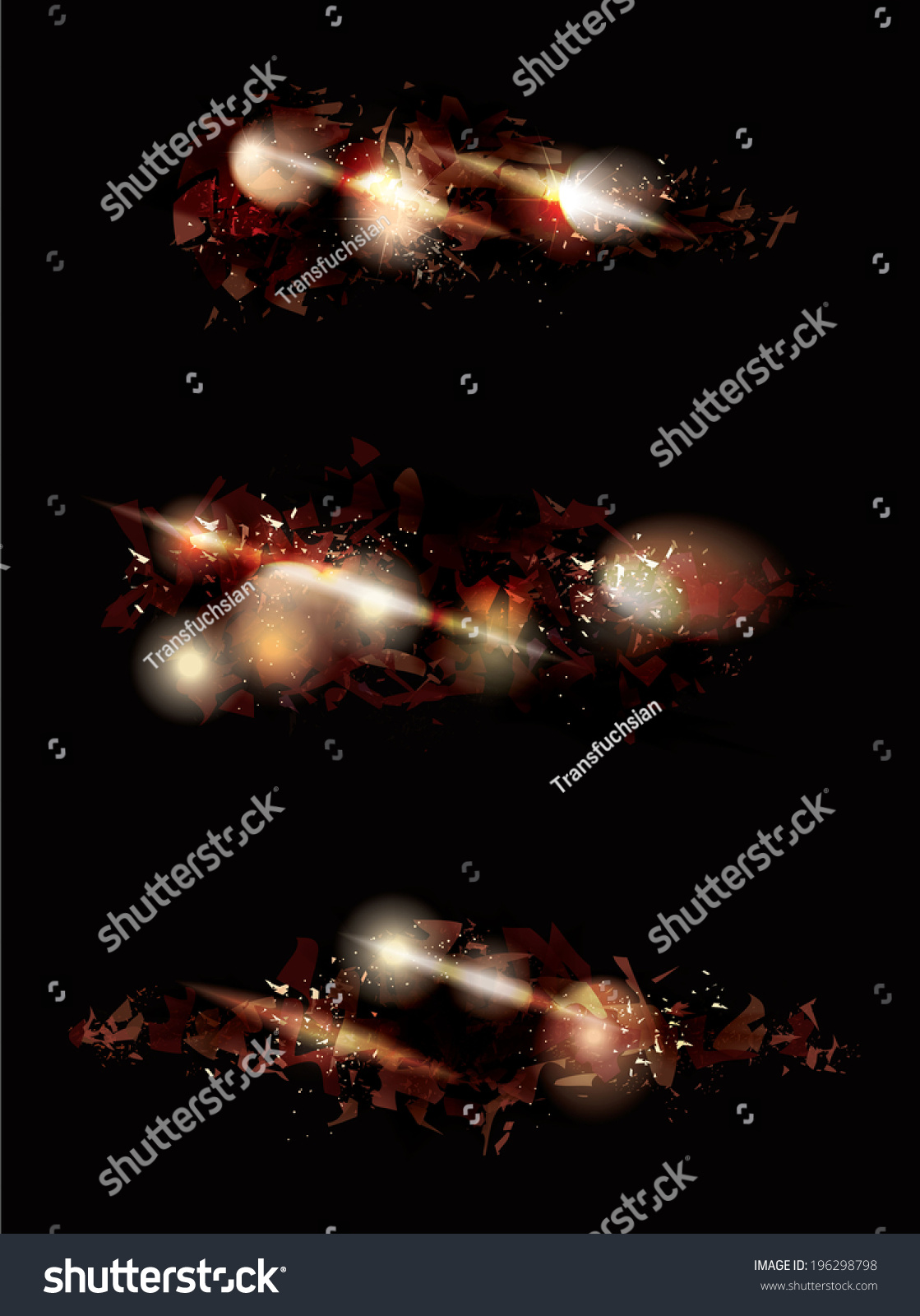 Fire Explosion Shattered Effect Design Collection Stock Vector (Royalty ...