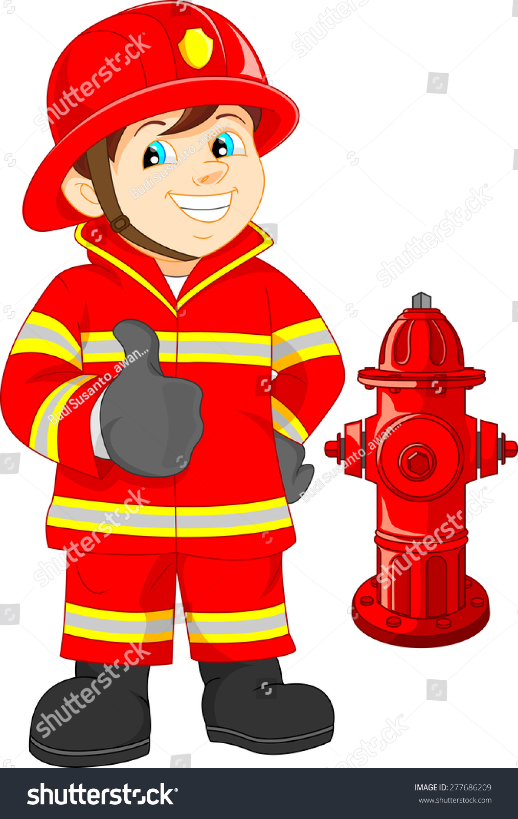 Caricature de pompier : image vectorielle de stock (libre de droits ...