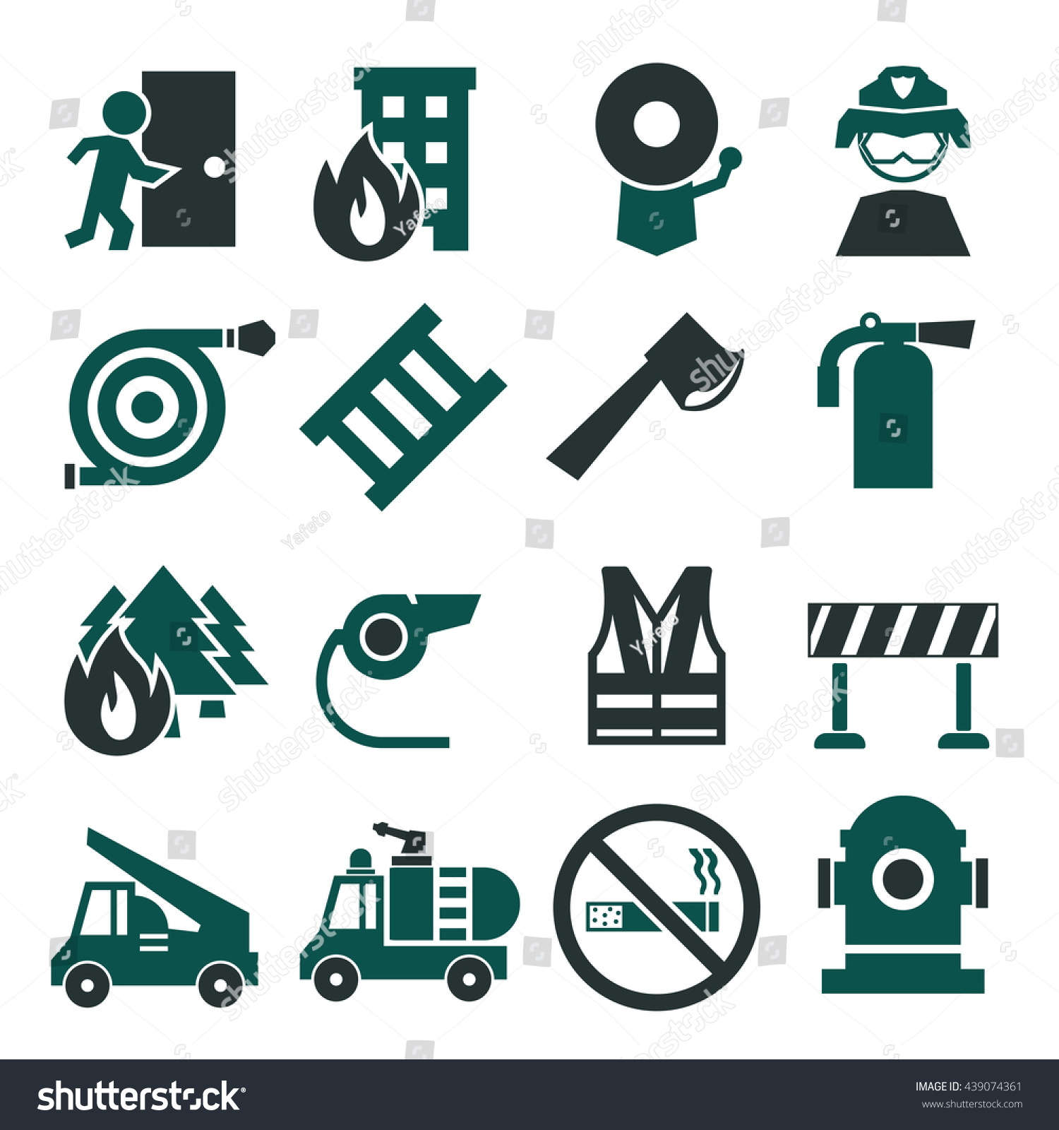 Fire Fighter Icon Set Stock Vector (Royalty Free) 439074361 | Shutterstock