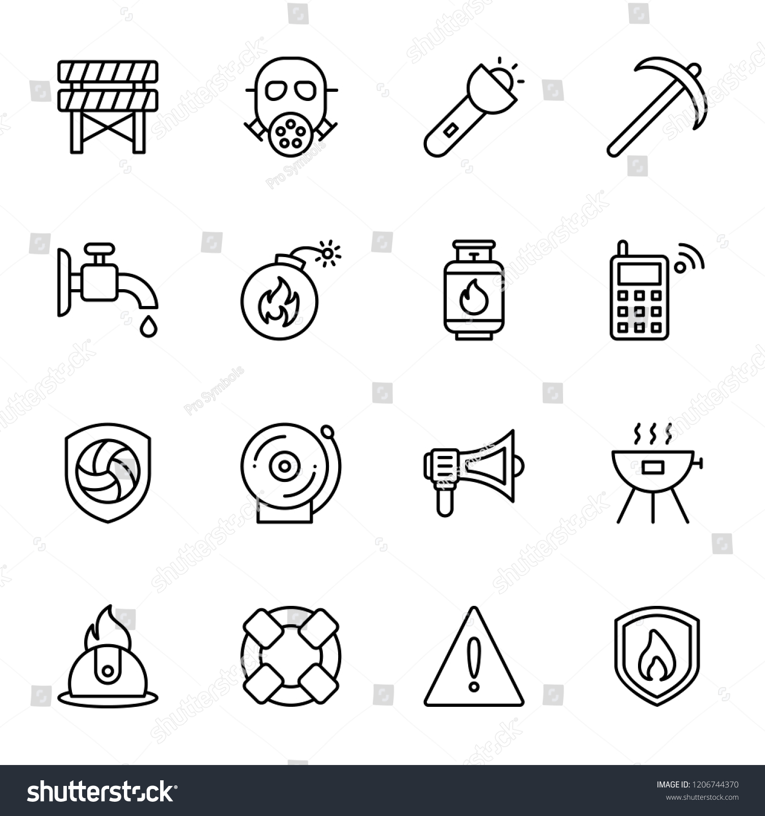 Fire Fighting Outline Vector Icons Stock Vector (Royalty Free) 1206744370