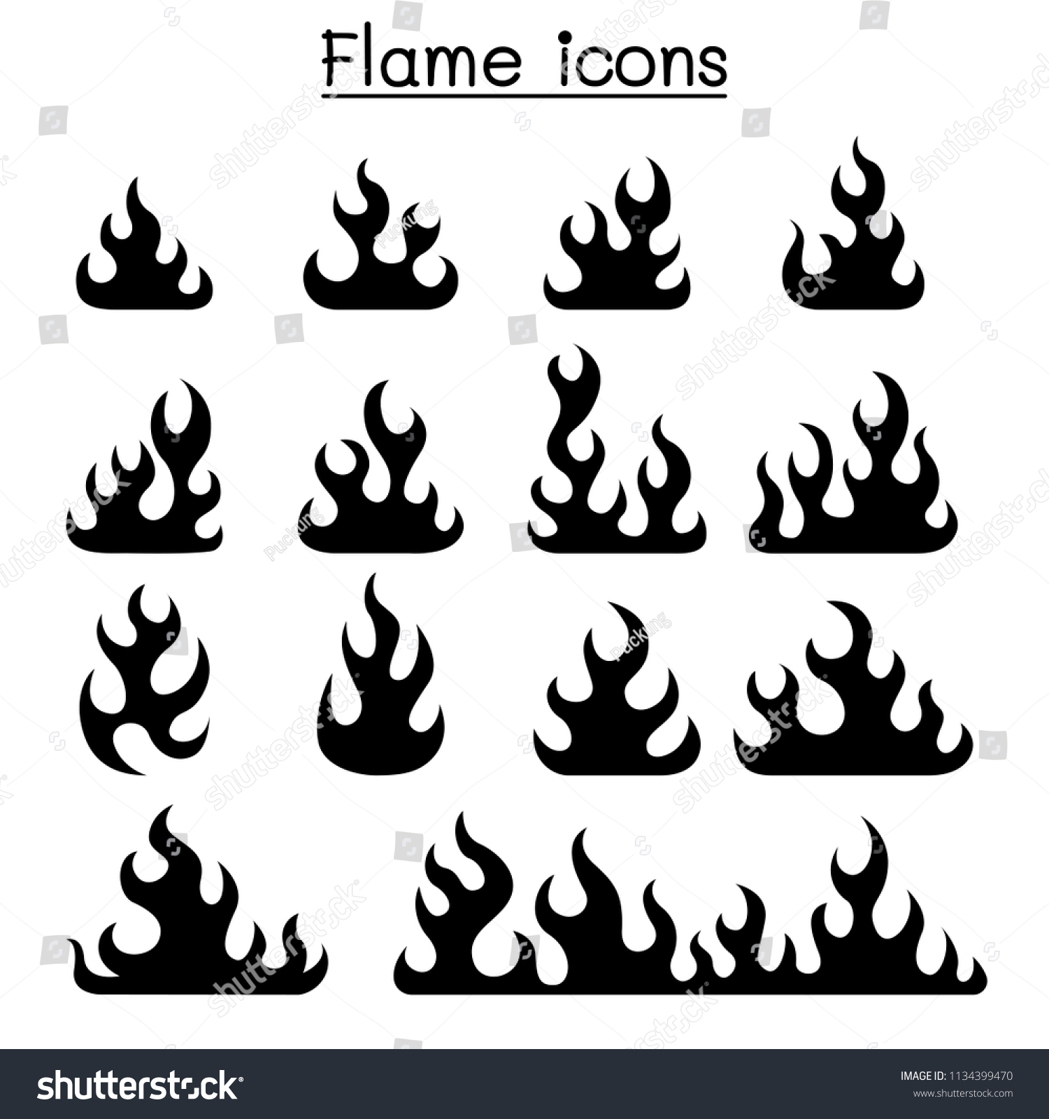 Fire Flame Icon Set Stock Vector (Royalty Free) 1134399470