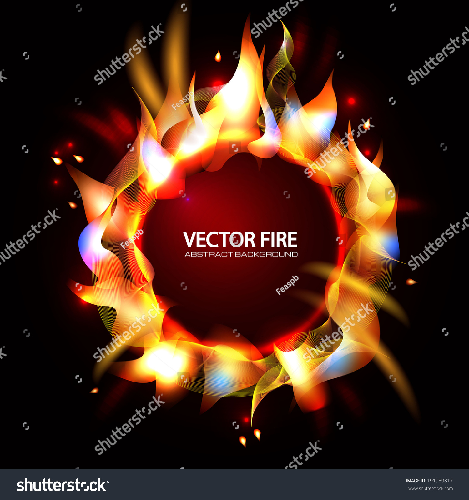 Fire Flame Circular Frame Vector Illustration Stock Vector (Royalty ...