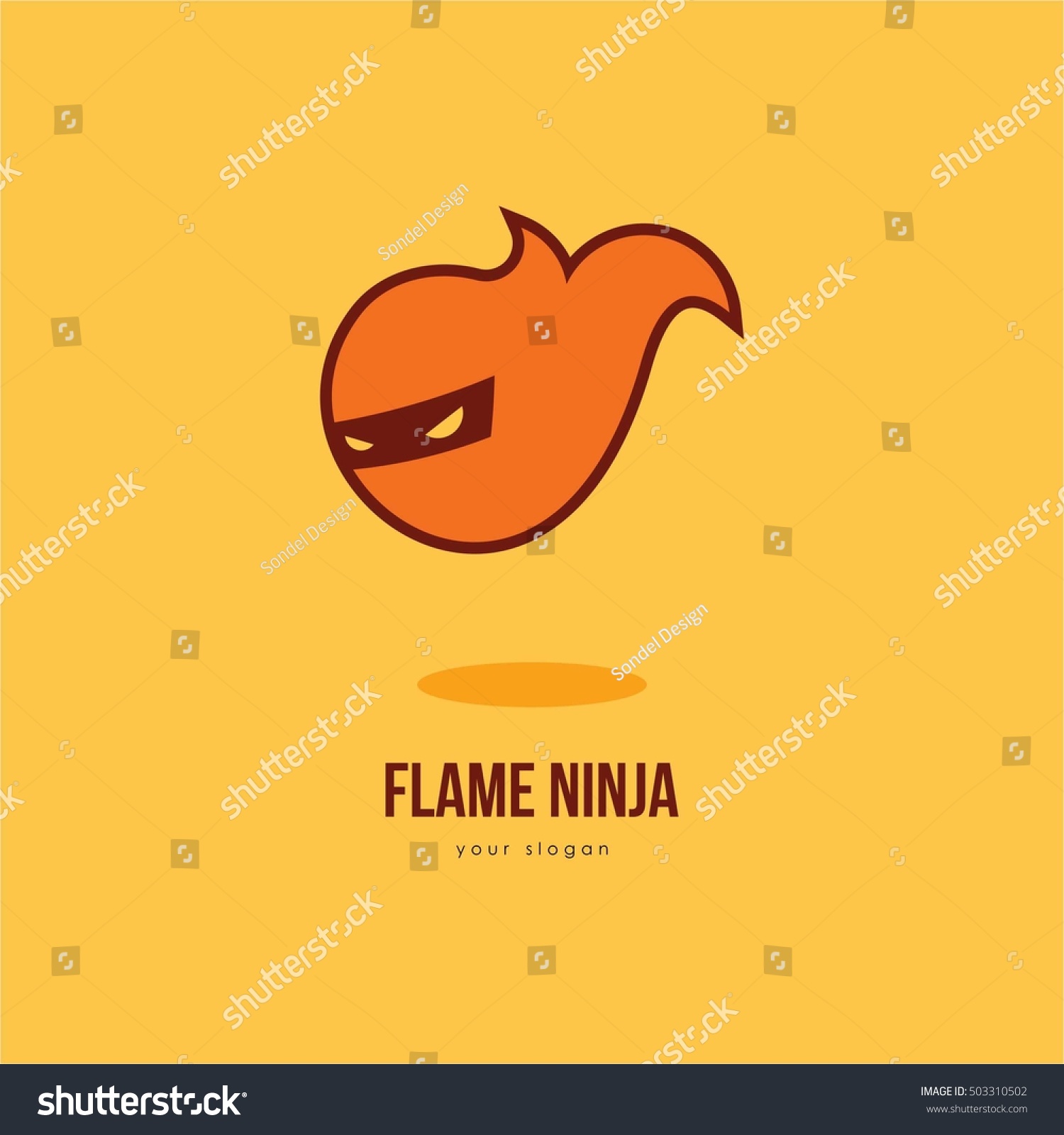 Fire Flame Ninja Red Template Emblem Stock Vector (Royalty Free ...