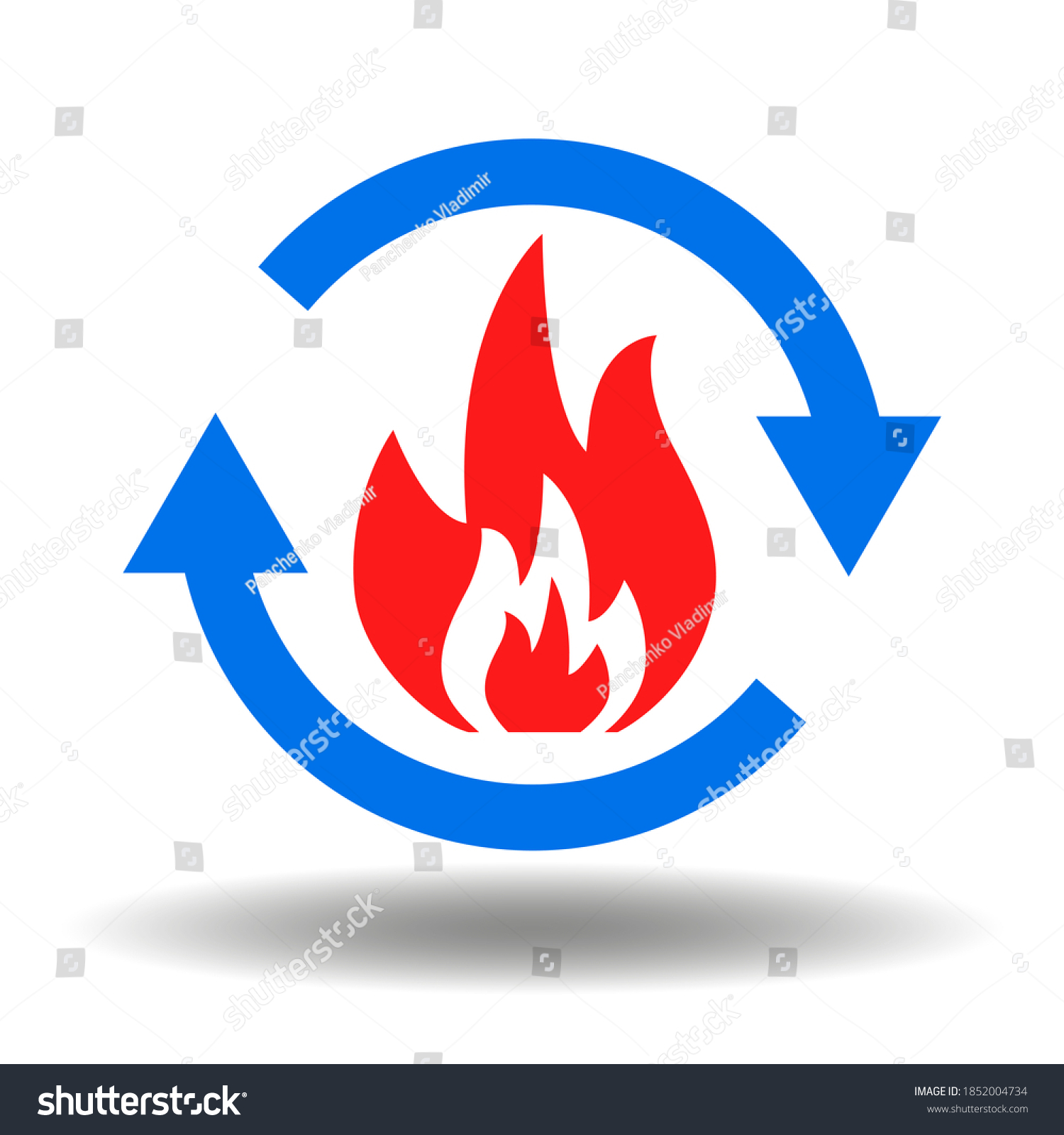 Fire Flame Round Refresh Arrows Icon Stock Vector (Royalty Free ...
