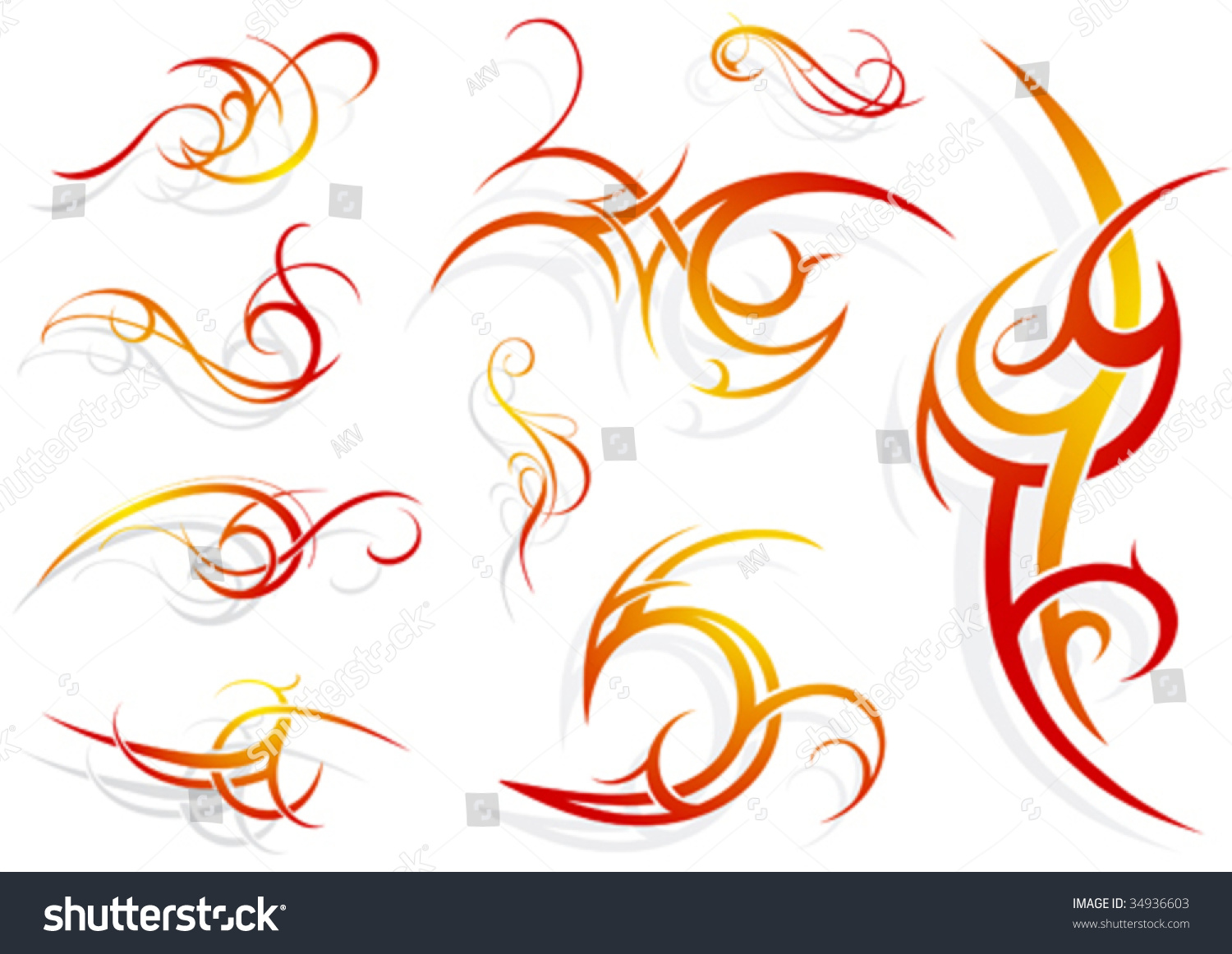 Fire Flame Swirls Stock Vector (Royalty Free) 34936603