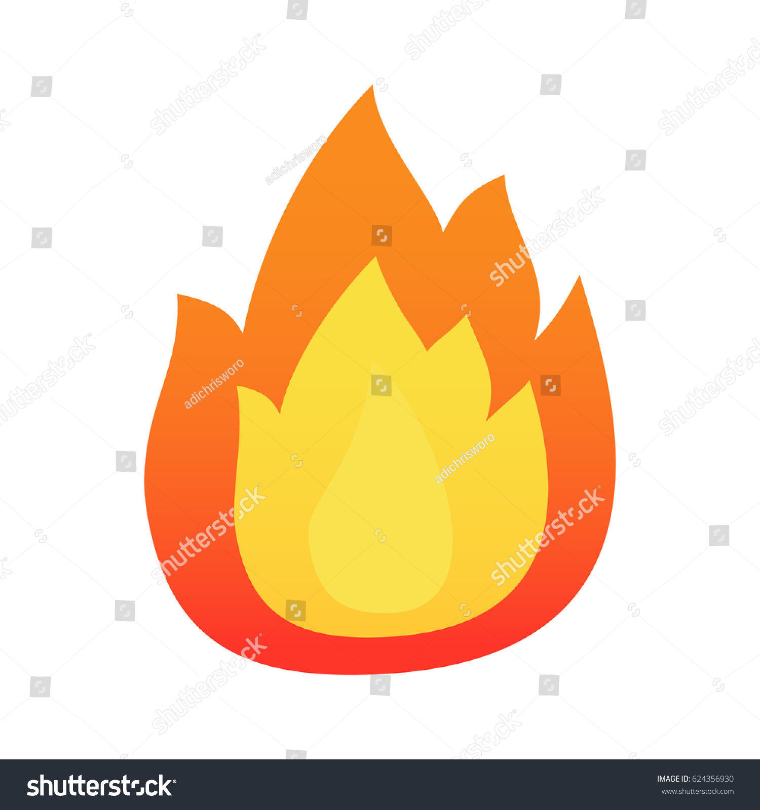Fire Flame Vector Illustration Isolated White Stock Vector (Royalty ...