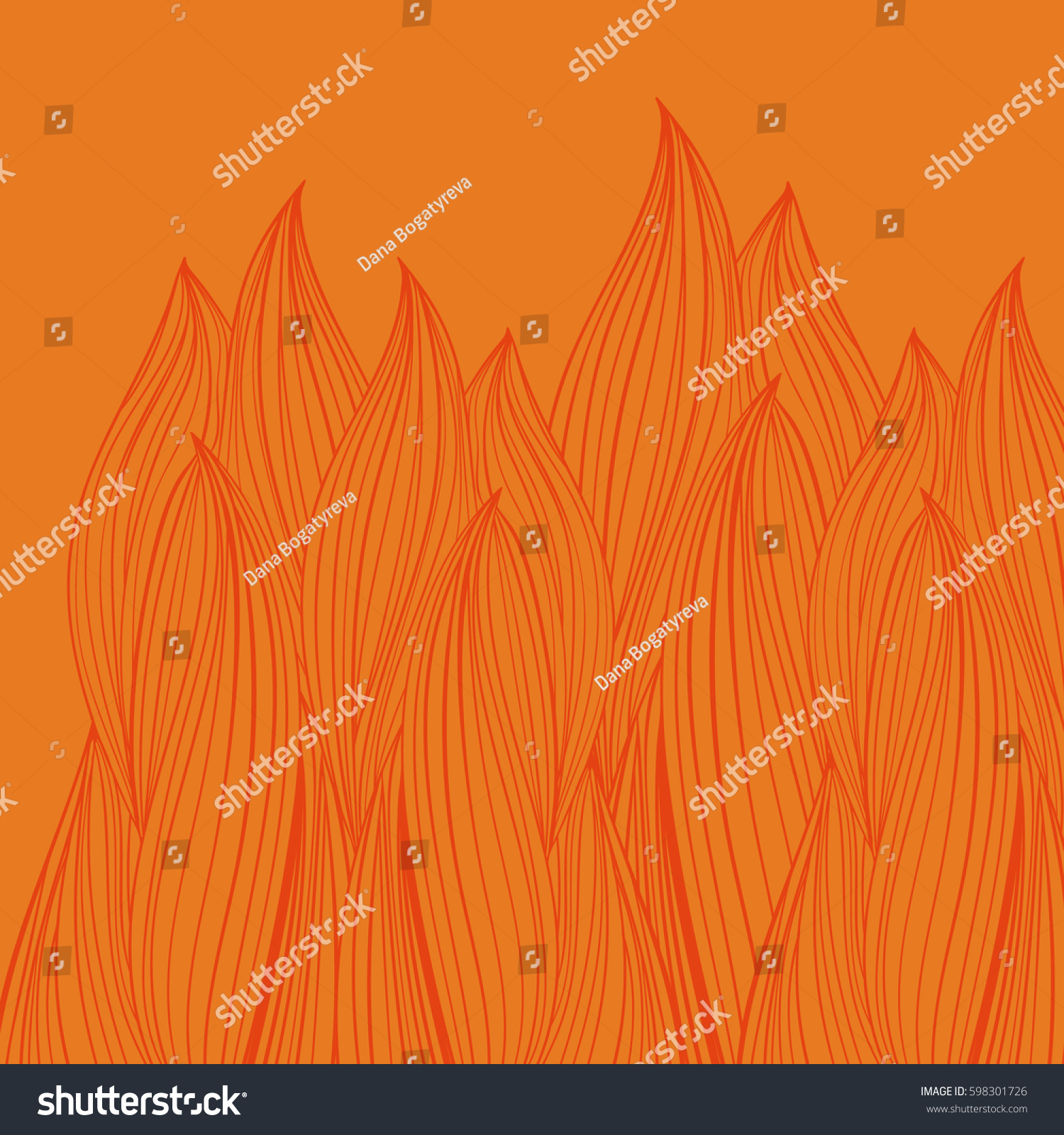 Fire Flames Pattern Handdrawn Red Orange Stock Vector (Royalty Free ...