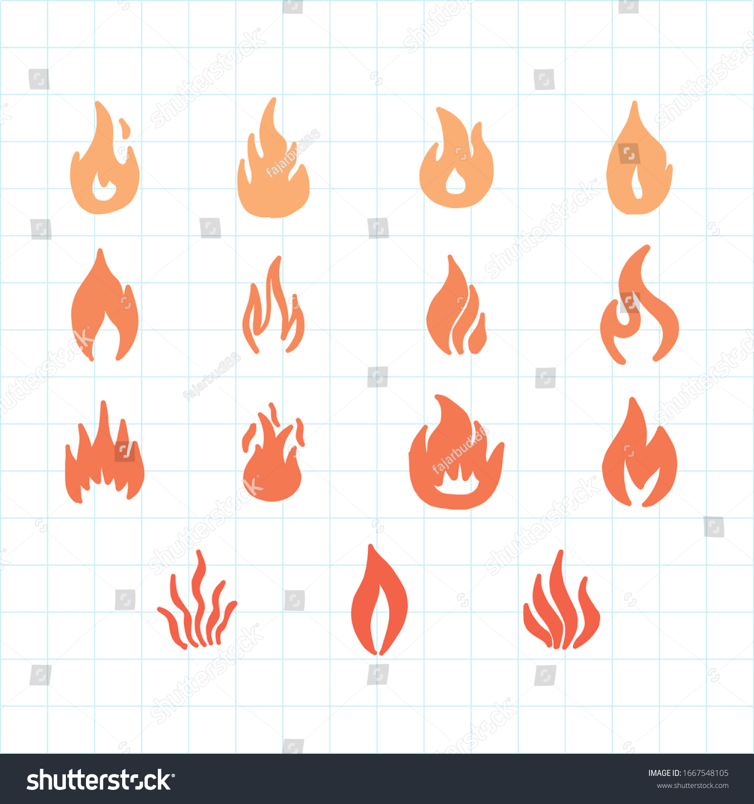 Fire Flames Doodle Style Set Vector: เวกเตอร์สต็อก (ปลอดค่าลิขสิทธิ์ ...