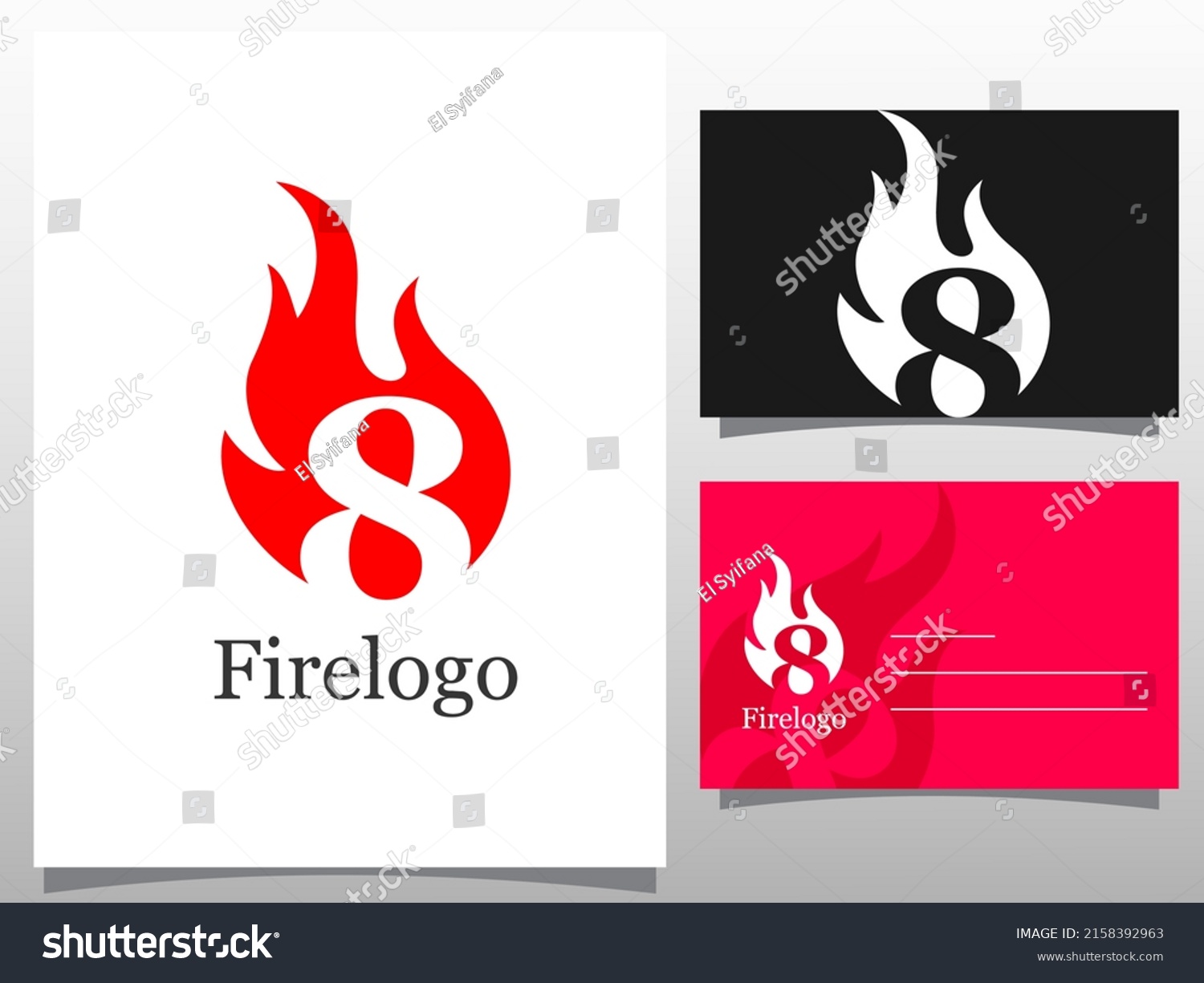 Fire Flames Number 8 Logo Design Stock Vector (Royalty Free) 2158392963 ...