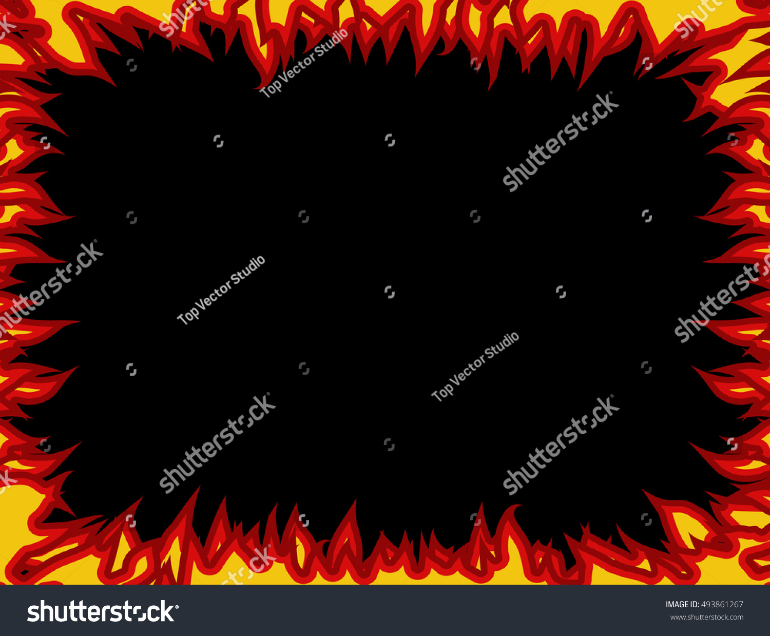 Fire Frame Flames On Edges Flame Stock Vector (Royalty Free) 493861267