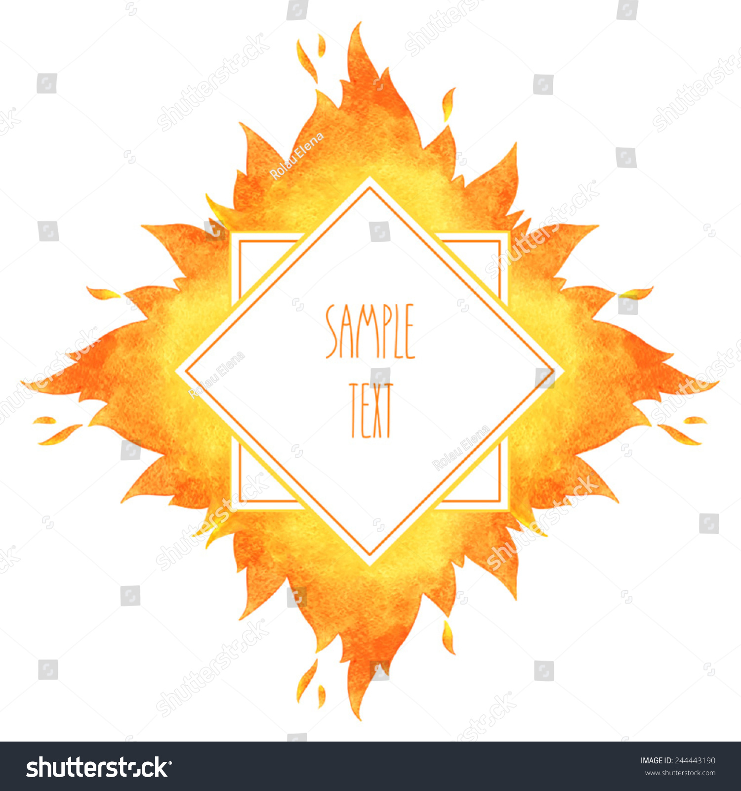 Fire Frame Square Watercolor Vector Flame Stock Vector (Royalty Free ...