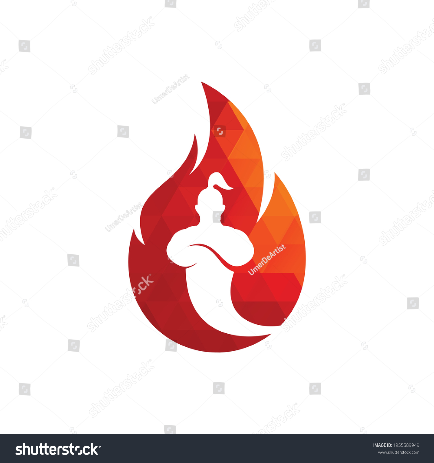 Fire Genie Logo Design Template Stock Vector (Royalty Free) 1955589949