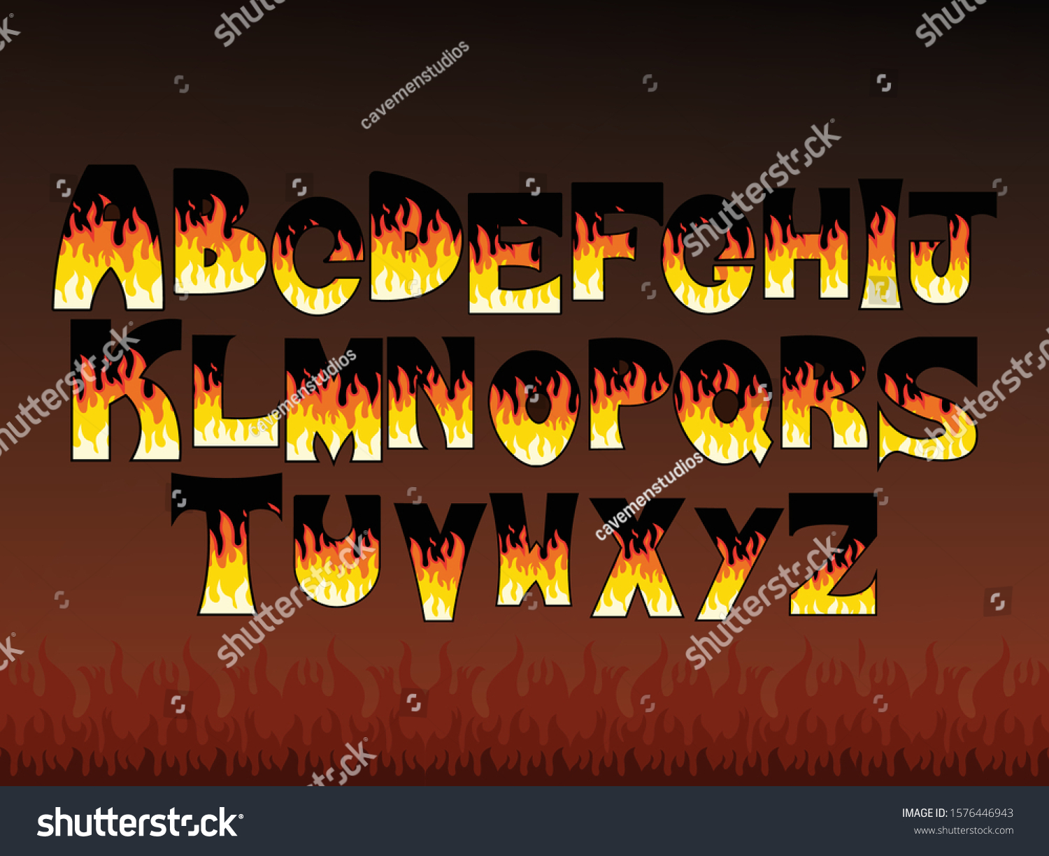 Fire Graffiti Letters Dark Flame Background: vector de stock (libre de ...