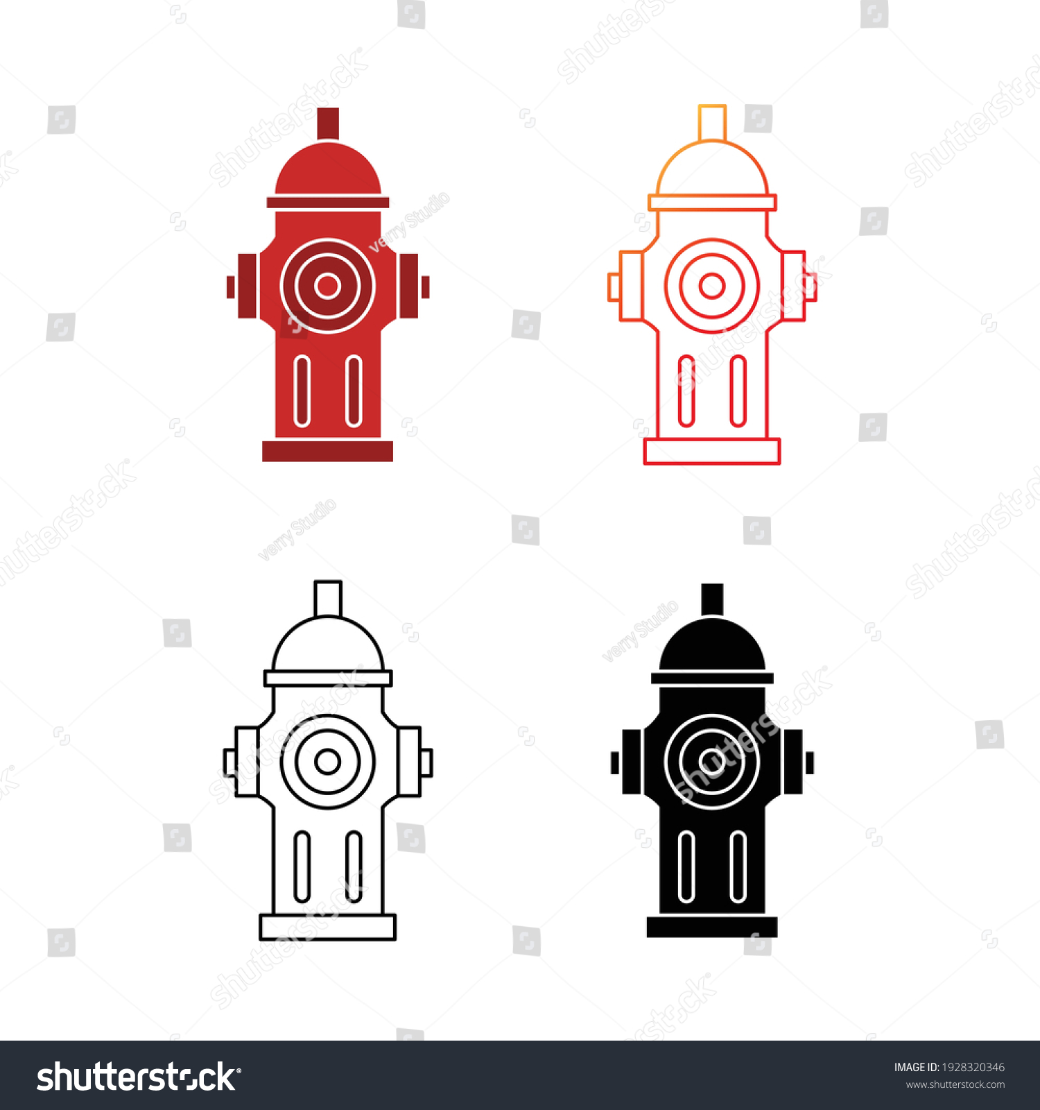 Fire Hydrant Pillar Icon Set Eps Stock Vector (Royalty Free) 1928320346 ...