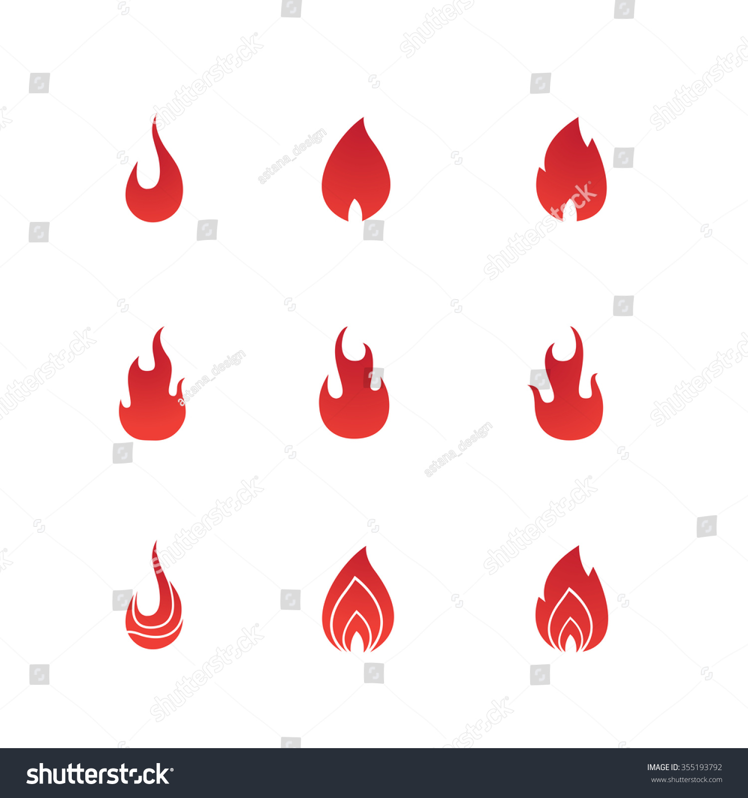 Fire Icon Set Fire Logo Stock Vector (Royalty Free) 355193792