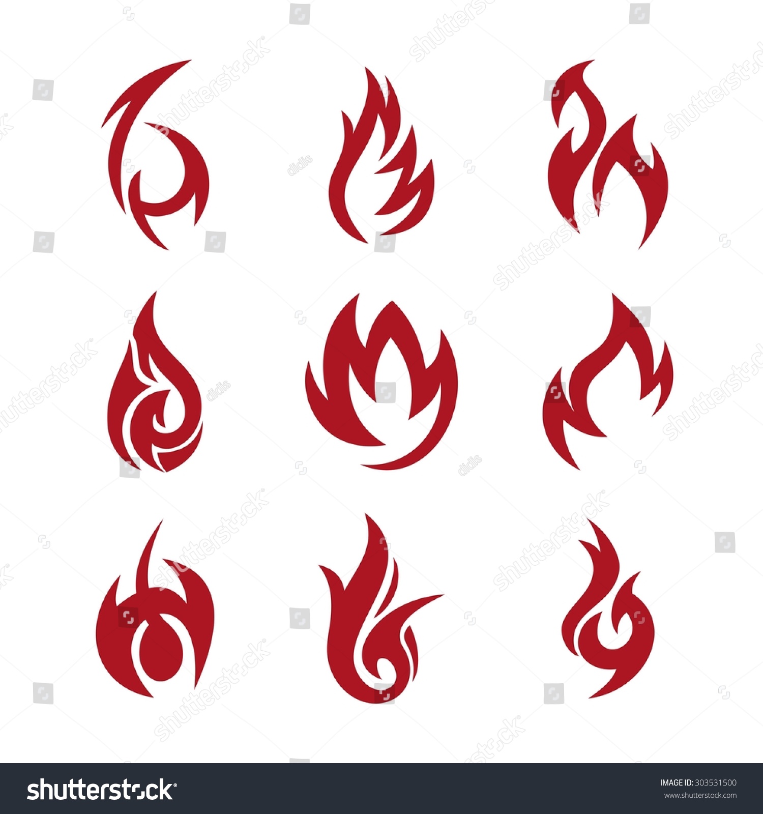 Fire Icon Template: vector de stock (libre de regalías) 303531500 ...